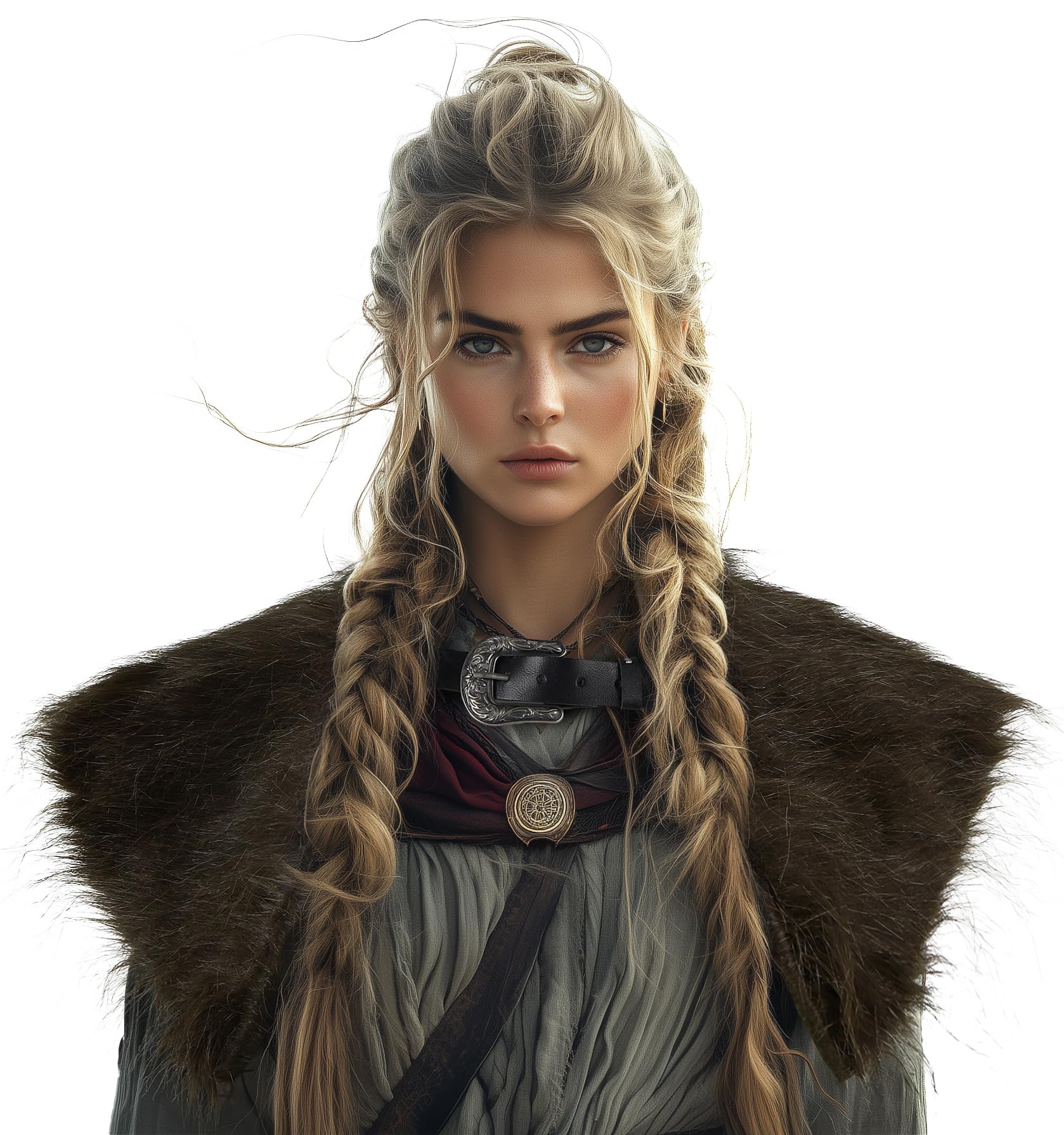 Viking Fur Joukavor Vkng Faux Fur Collar Wth Belt Buckle Medeval Knght ...