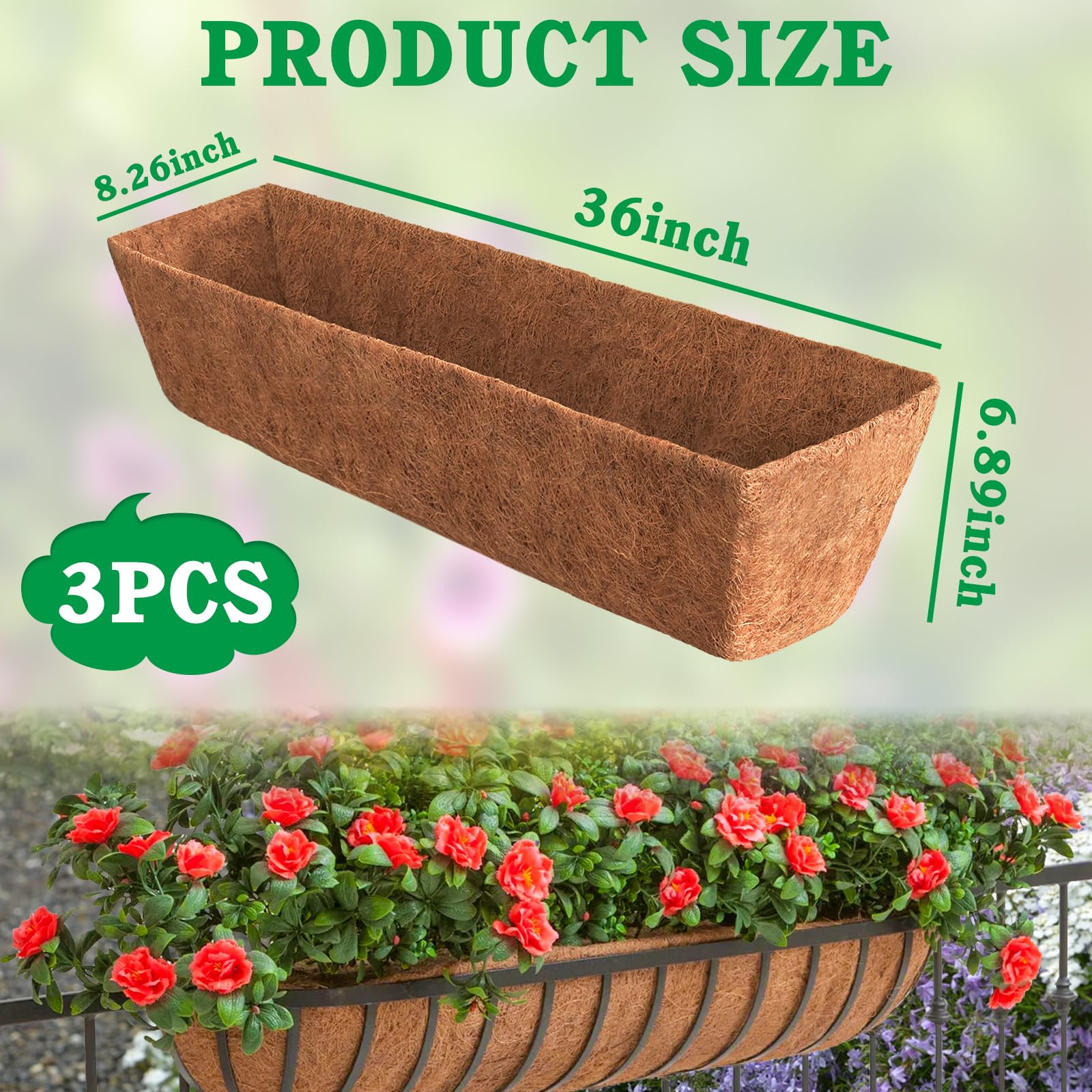 Snapklik.com : 3PCS 36 Inch Coco Liner 100% Natural Through Coco Liners ...