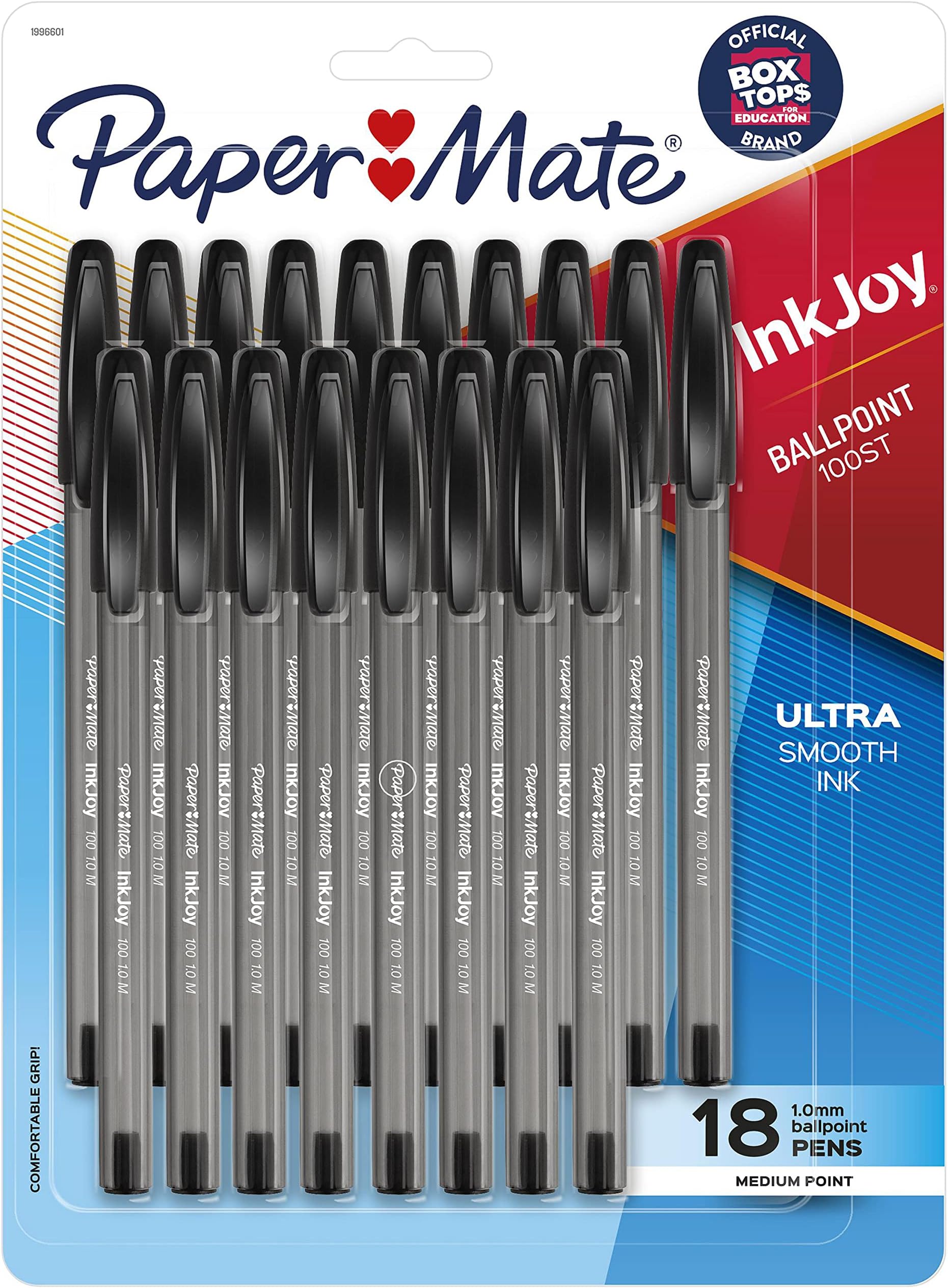 Paper Mate InkJoy 100ST Ballpoint Pens, Medium Point (1.0mm), Black, 18 ...