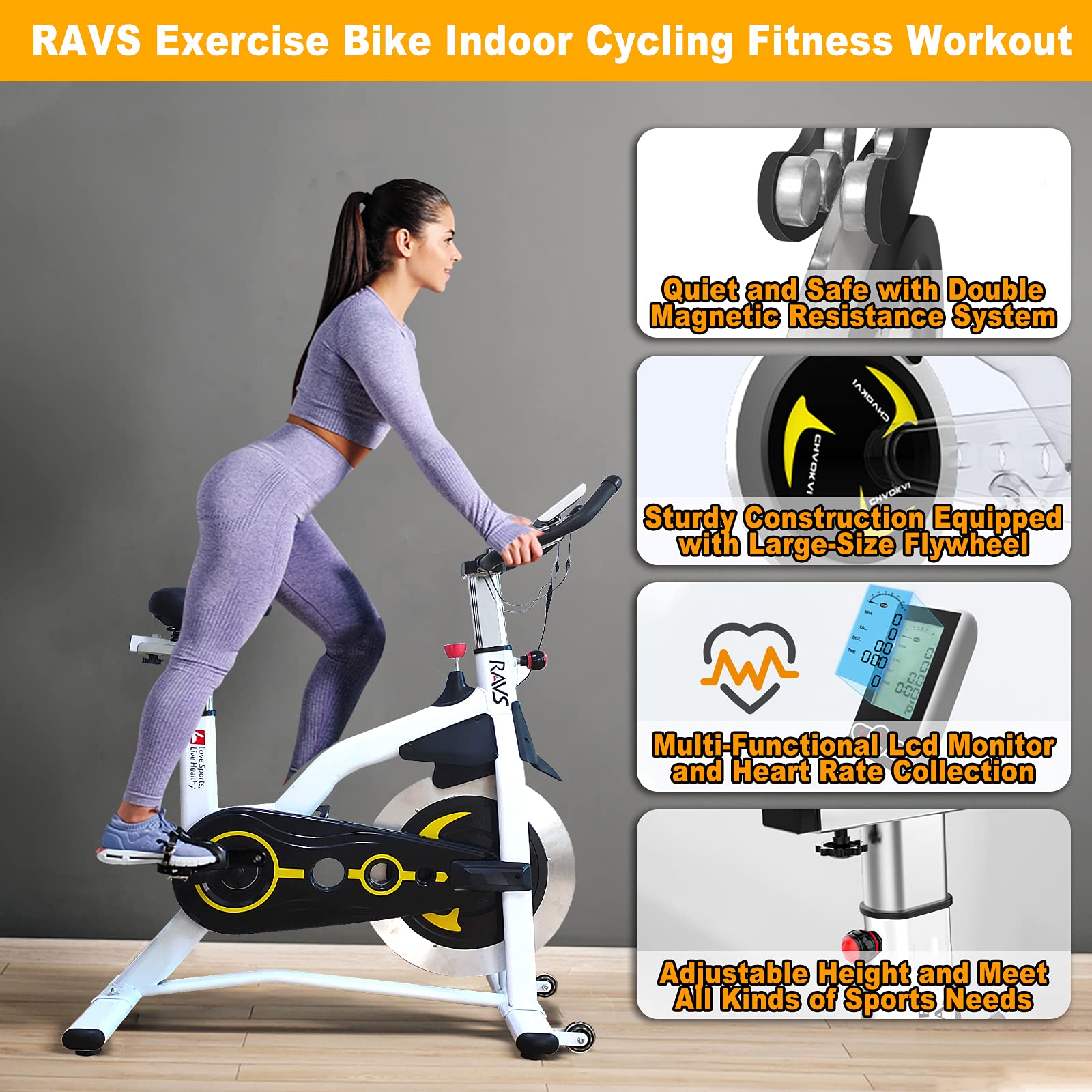 Exercise Bike Magnetic Resistance Upgraded Indoor Cycling Stationary ...