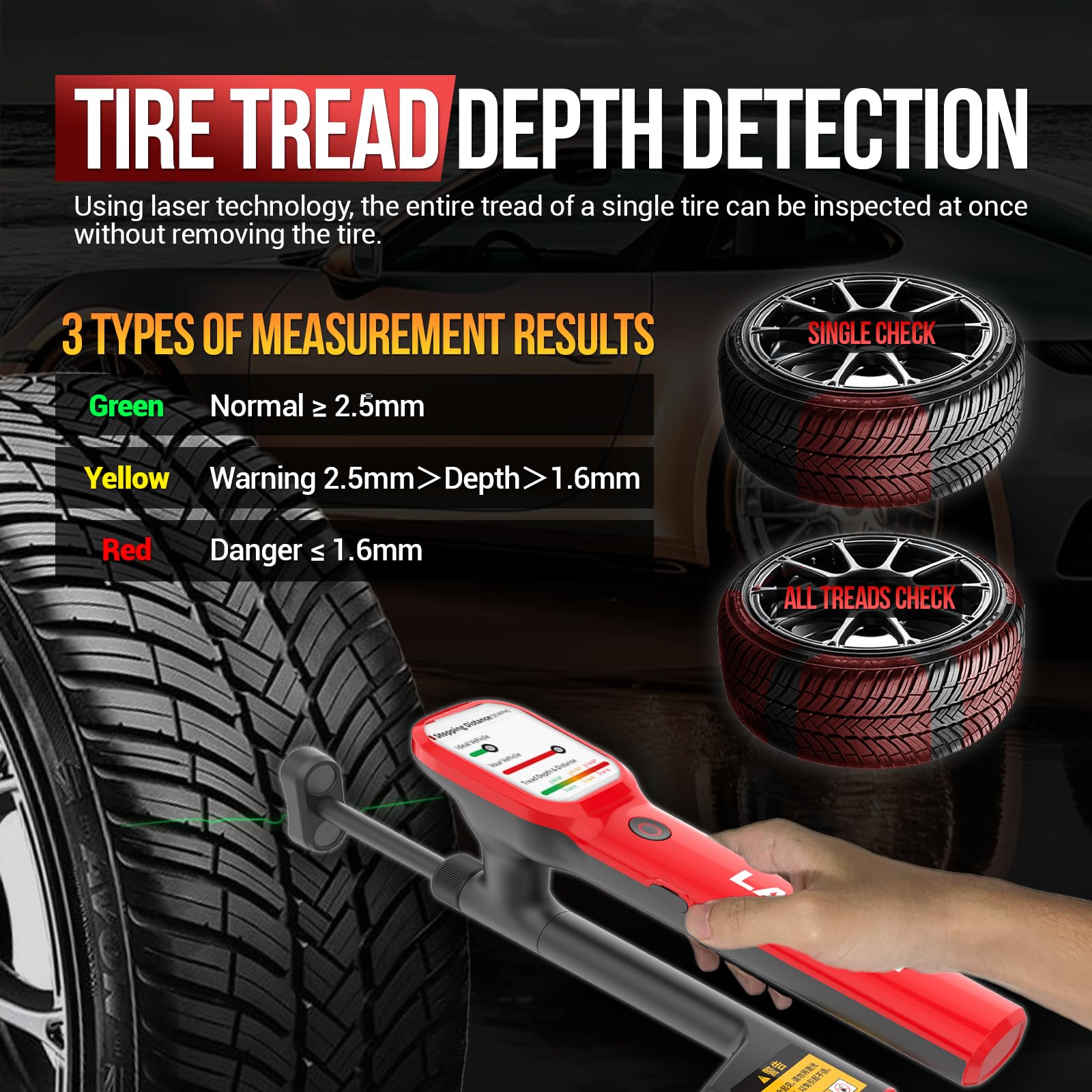 Snapklik.com : LAUNCH Tread Master Handheld Laser Tire Tread Depth ...