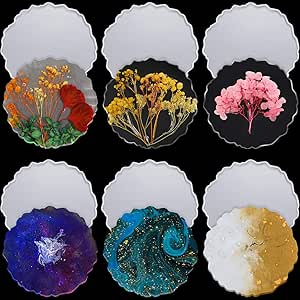Amazon.com: Patelai 6 Pieces Resin Coaster Mold Large Silicone Geode Mold Irregular Wave Shape ...