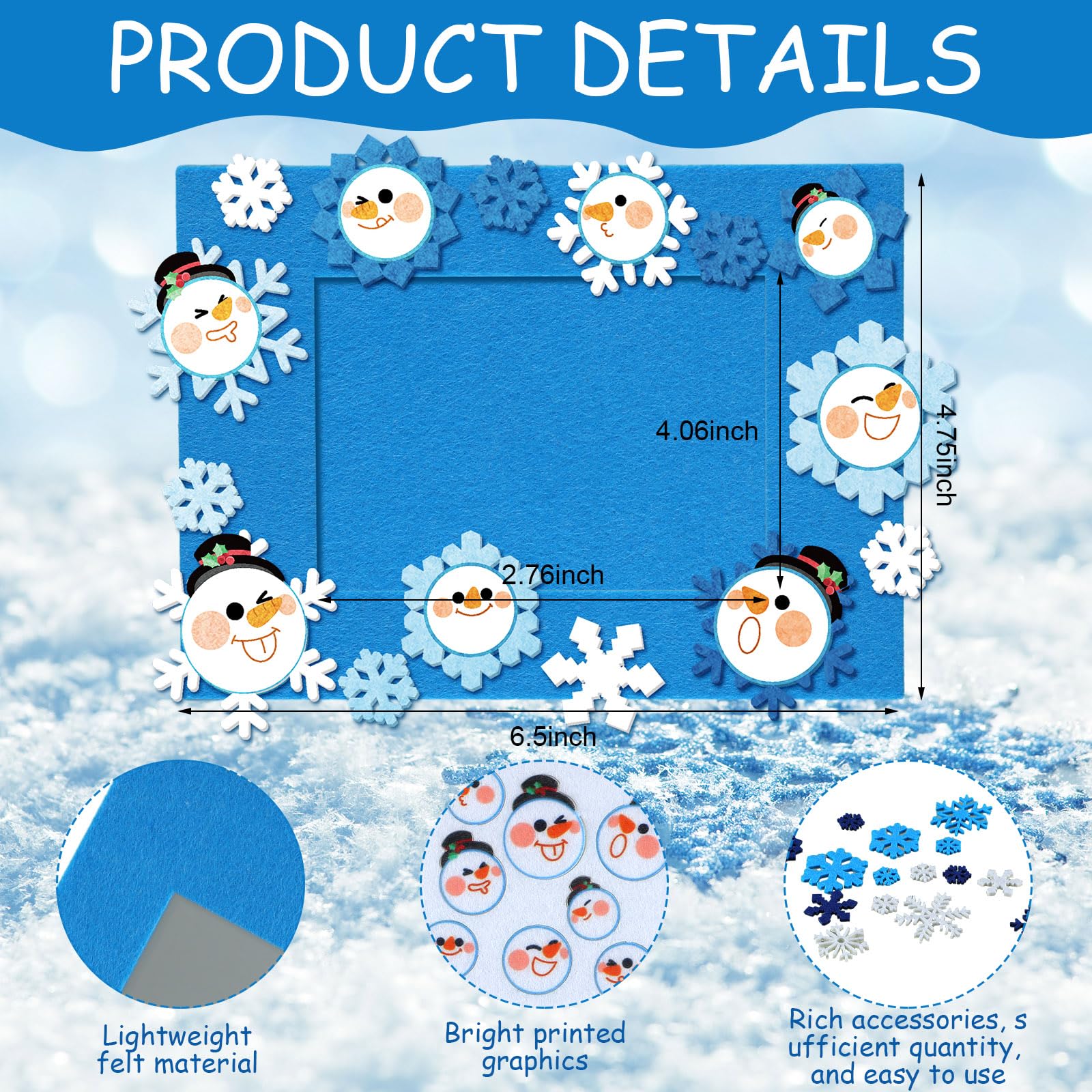 Suzile 16 Set Christmas Snow Picture Frame Craft for Kids Snowflake ...