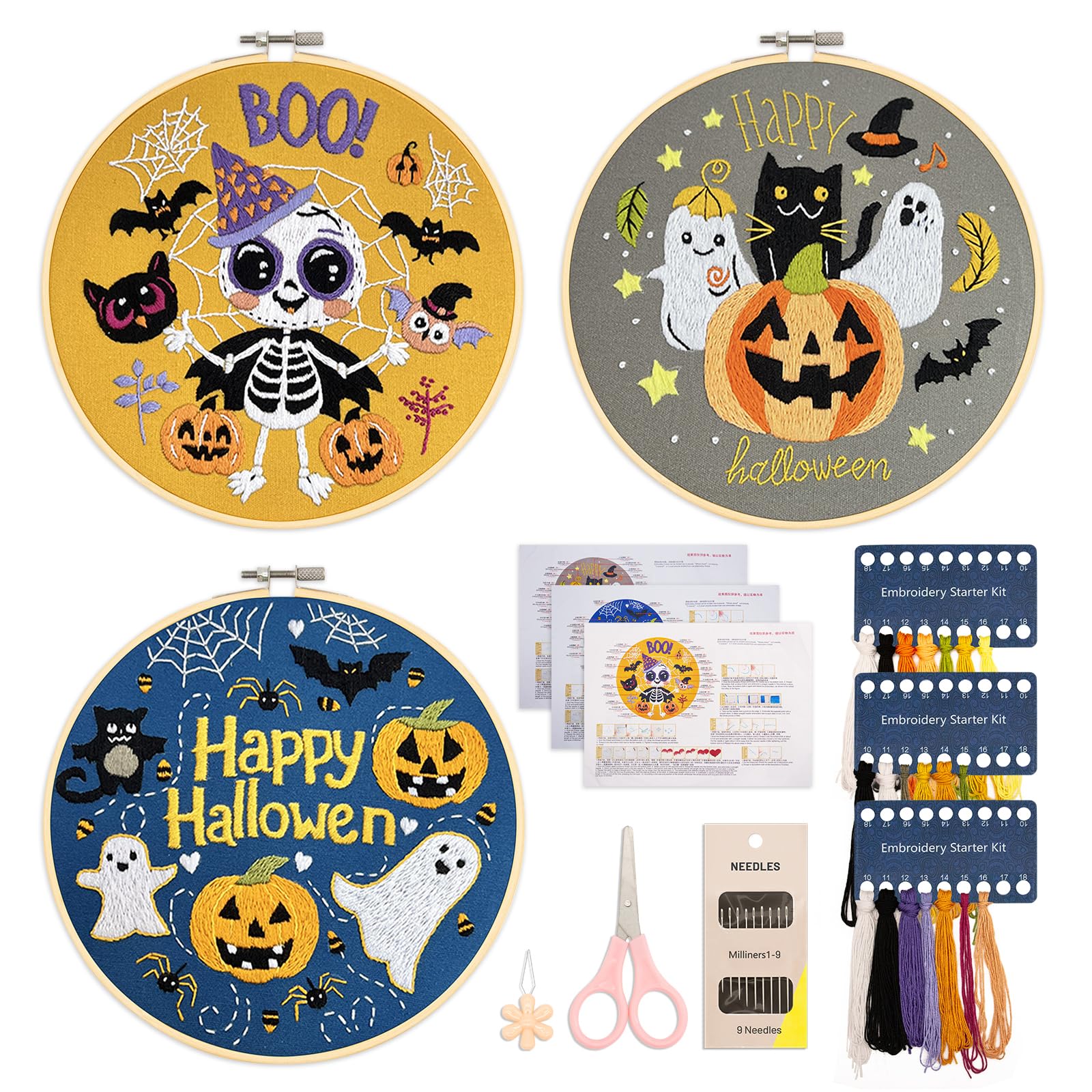 Amazon.com: XM-GENYUE 3 Sets Festival Pattern Embroidery Kit with ...