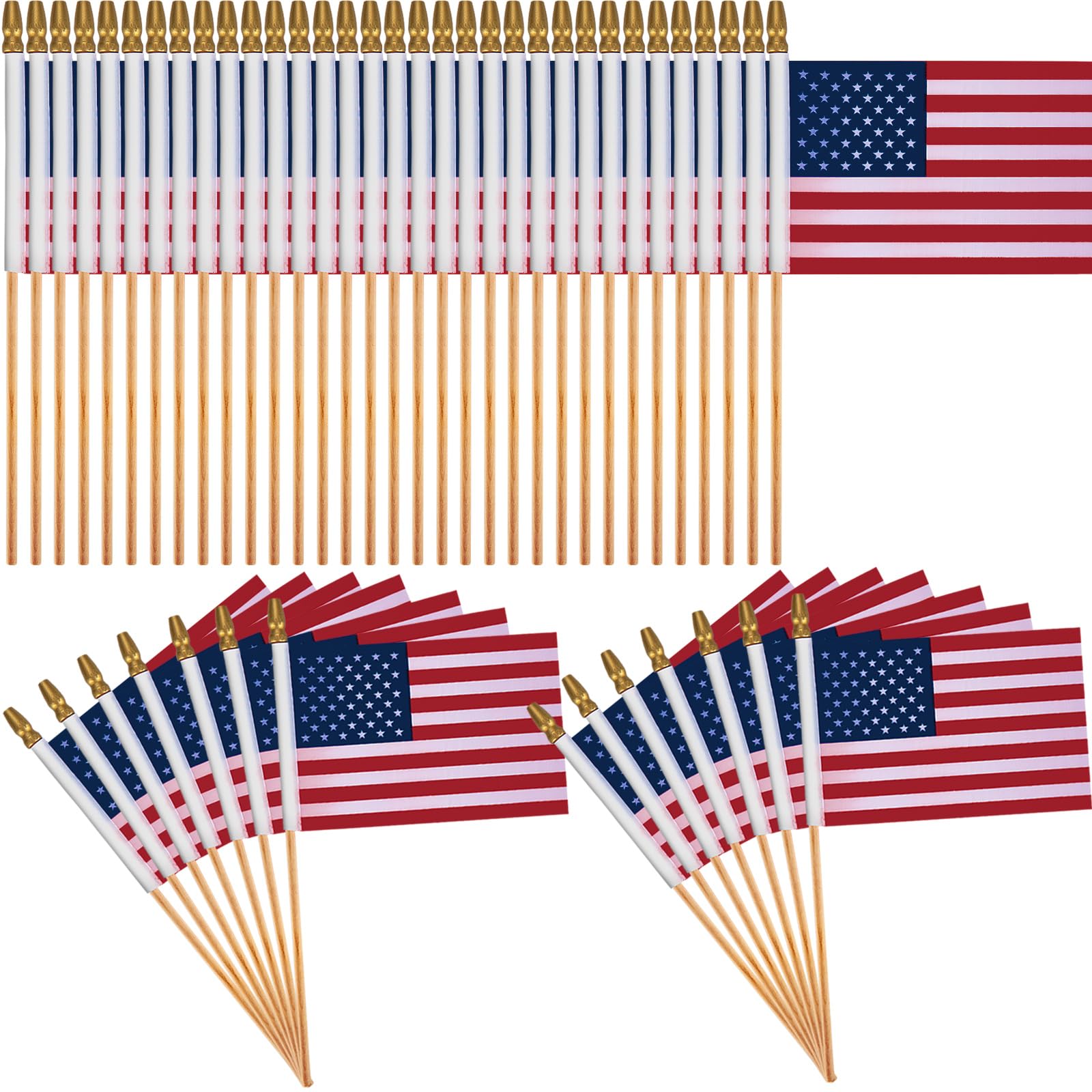 Amazon.com : 100 Packs Small American Flags on Stick, 4x6 Inch Mini ...