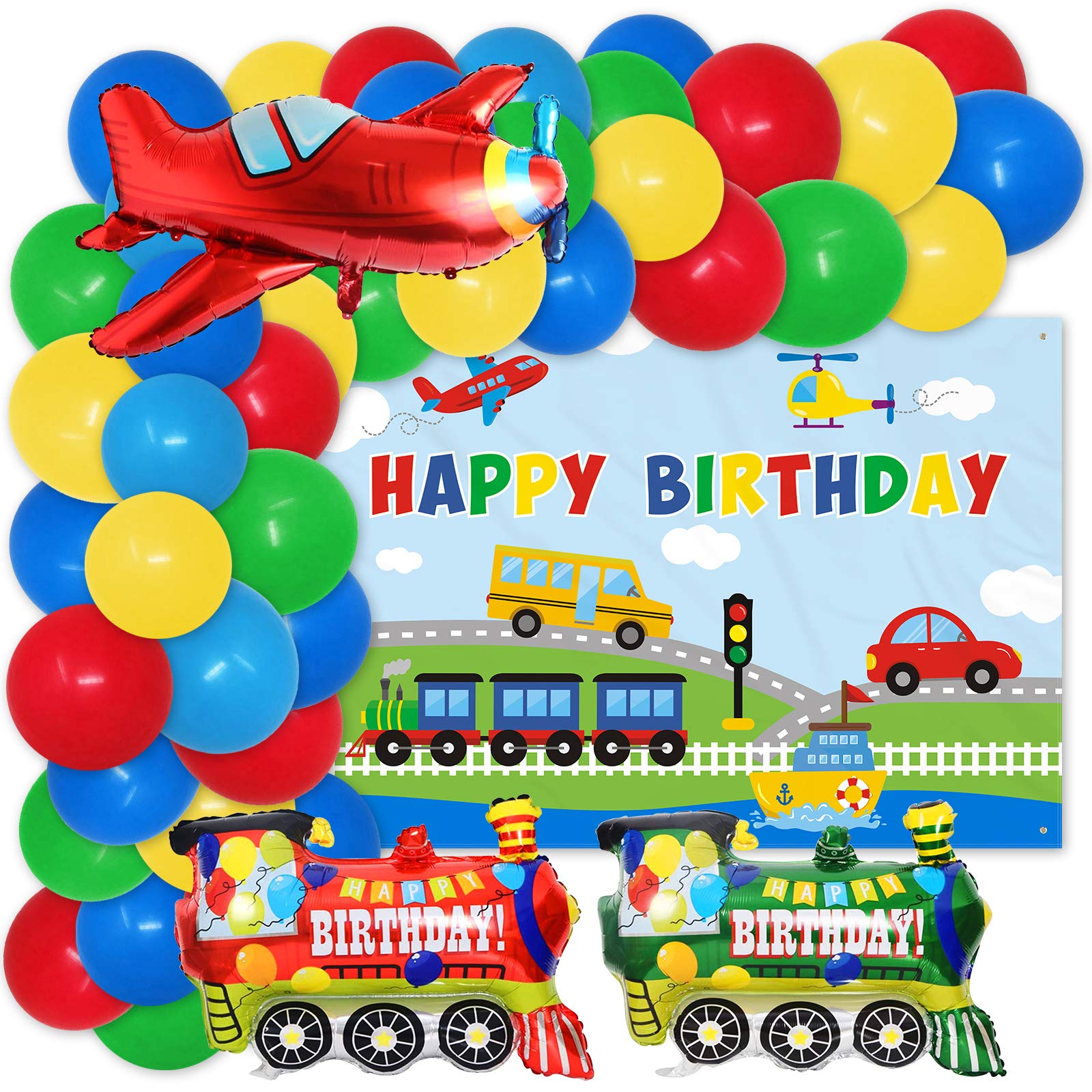 Buy 69PCS Transportation Birthday Party Decorations Kit, Train Airplane ...