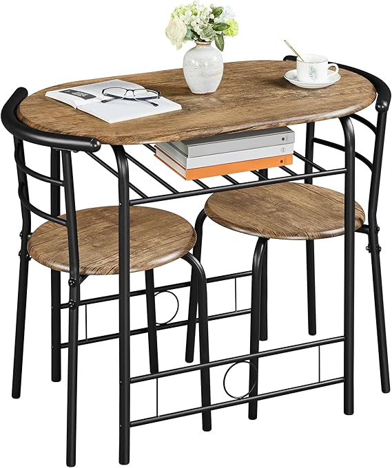 Yaheetech 3 Piece Modern Dining Table Set, Kitchen Table and Chairs Set ...