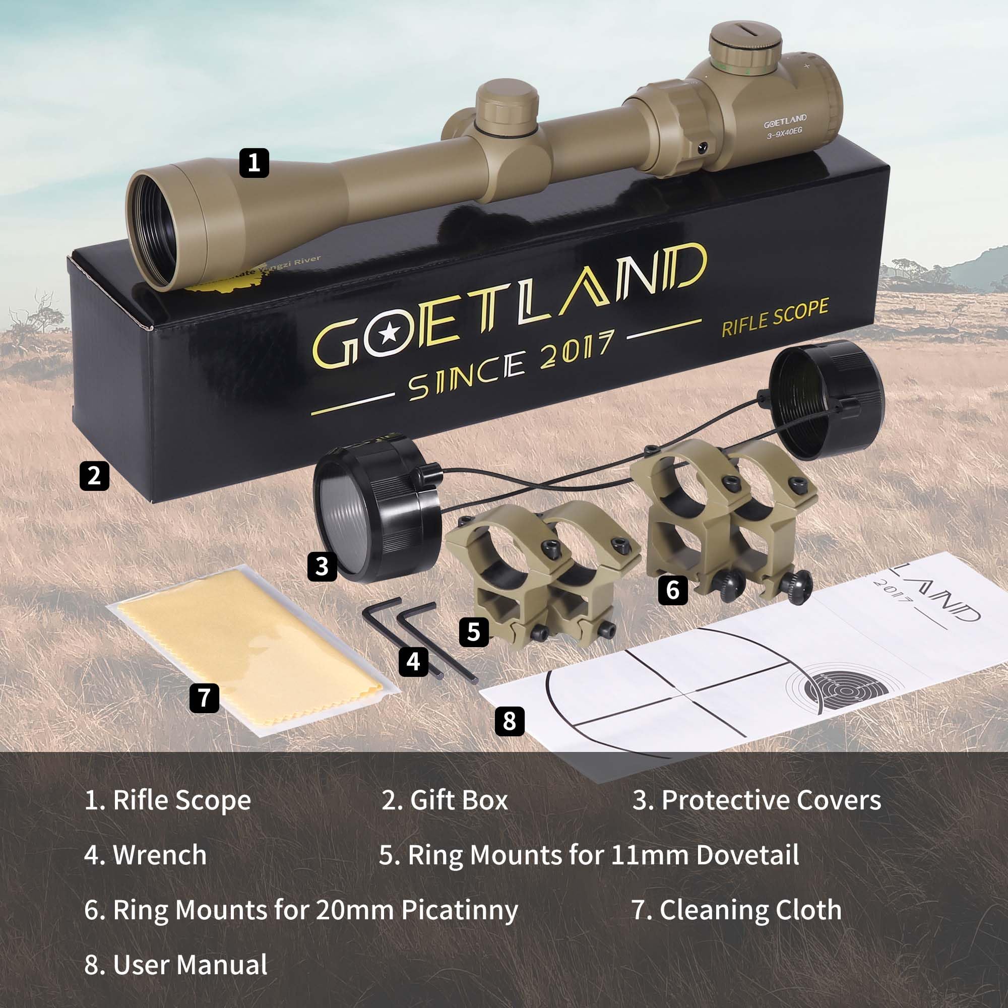 Hunting Camera Airsoft Pistol Goetland 3-9x40 SFP Crosshair R4 Reticle ...