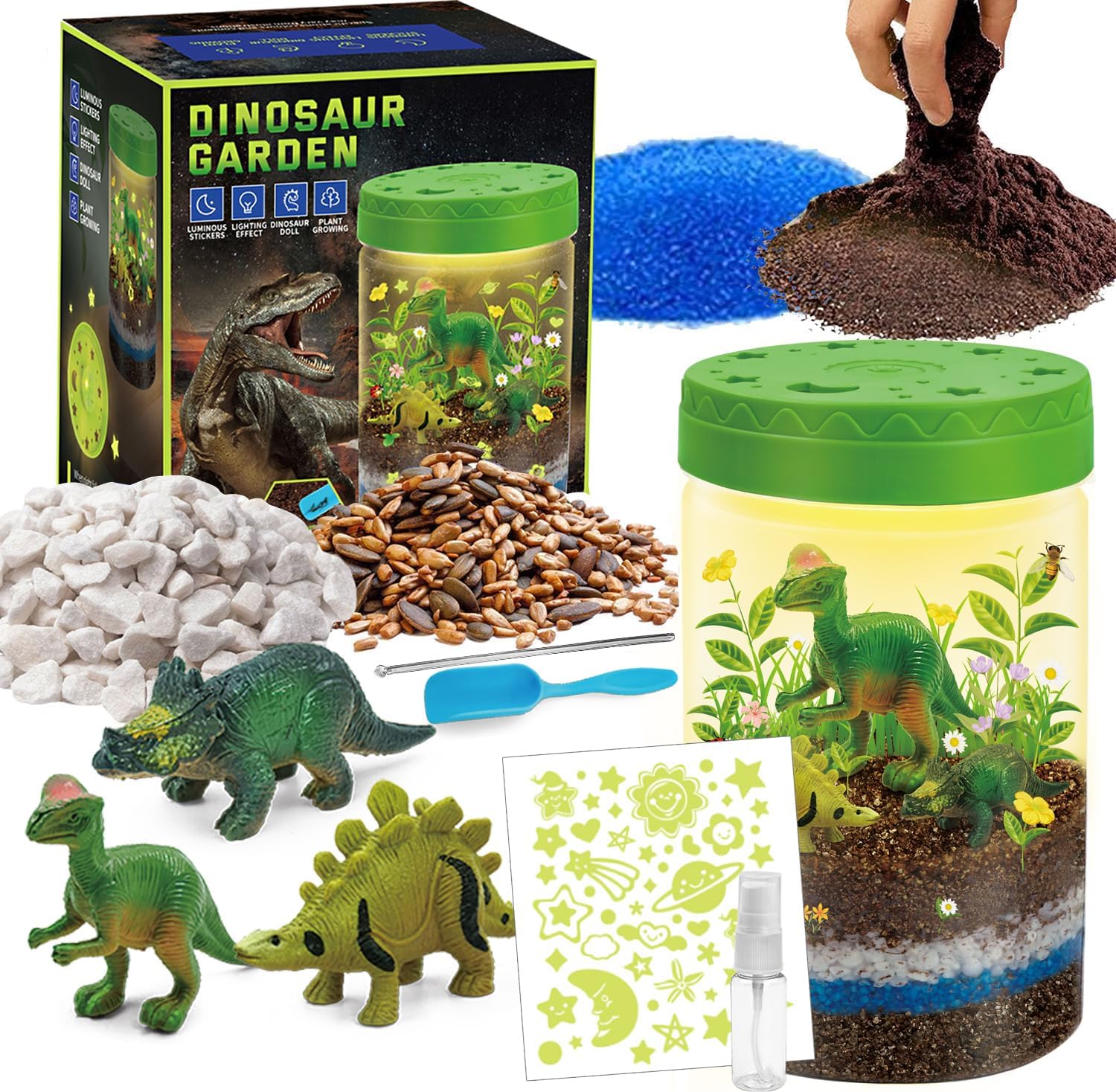 Light-Up Dinosaurs Terrarium Kit for Kids, STEM Educational DIY Science ...
