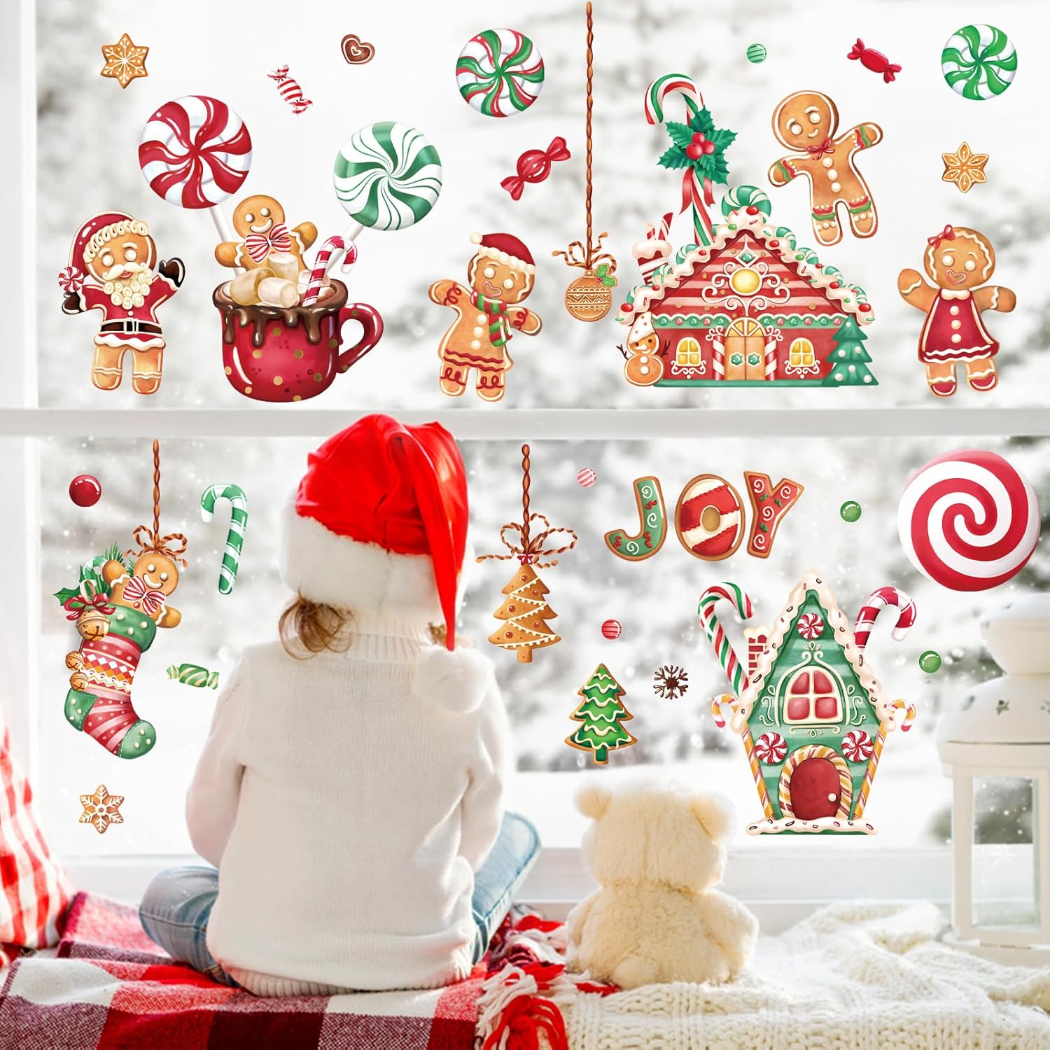Amazon.com: wondever Christmas Gingerbread Man Wall Stickers Peppermint ...