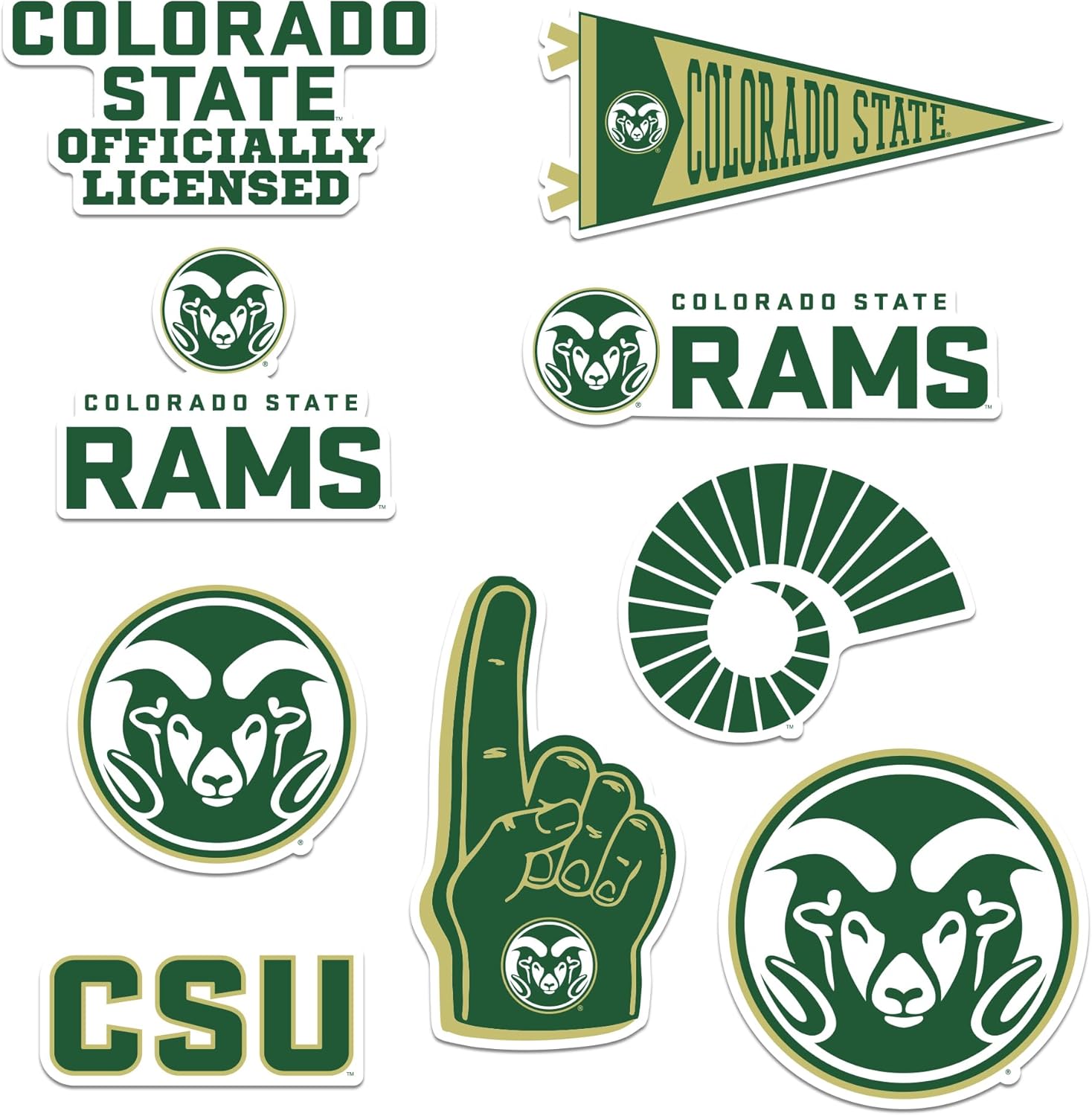 Amazon.com: Colorado State University 8ct Vinyl Large Deluxe Stickers ...