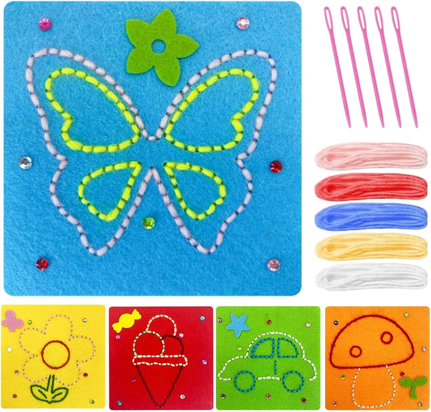 XNBTFK 5 PCS Kids Sewing Kit, Binca Sewing for Children, Sewing Kit for ...