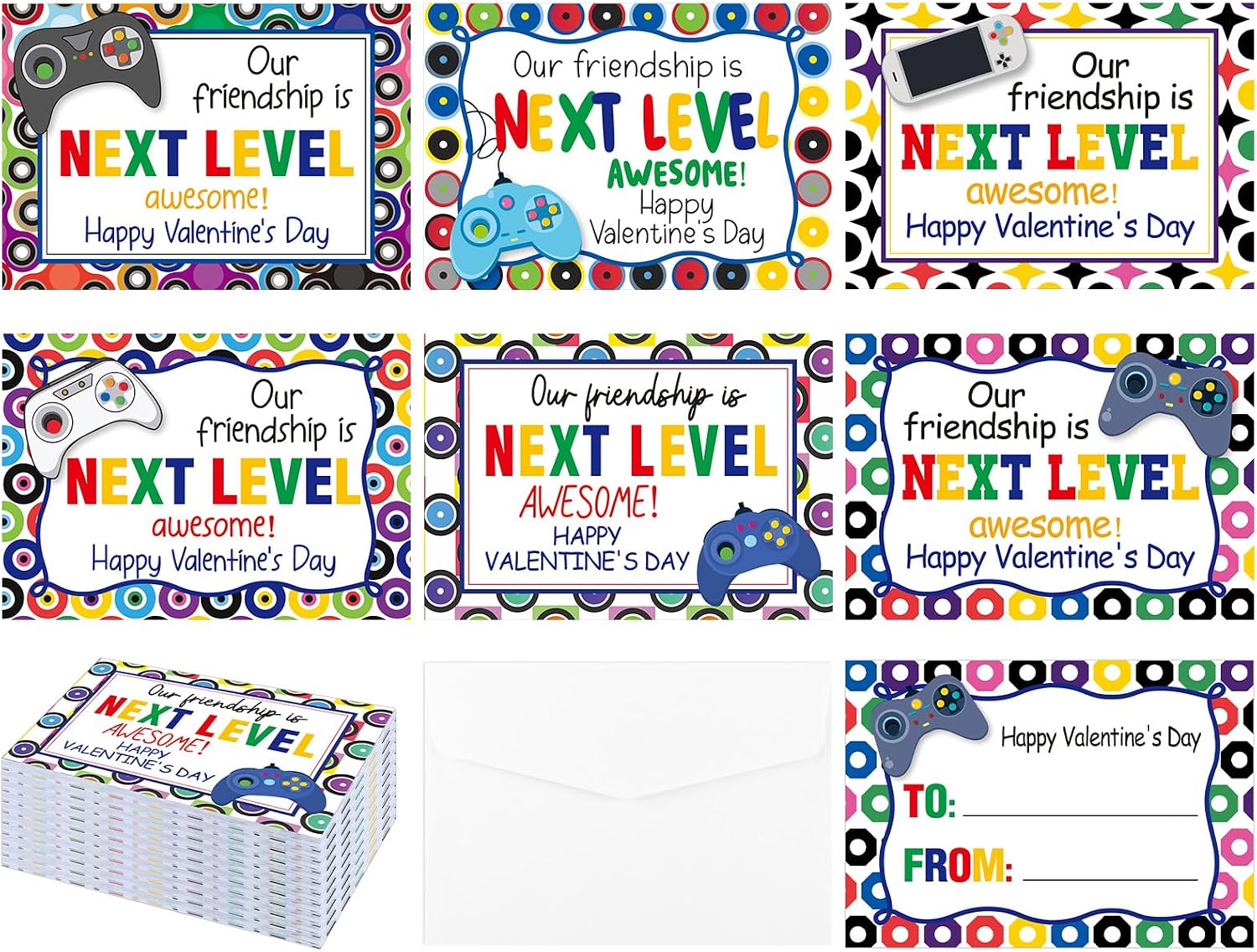 Amazon.com: Motiskyy 36 Sets Valentine's Day Video Game Cards Bulk with ...