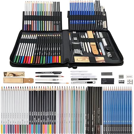 MGKR Kit de Arte, Kit de Suministros Arte Profesional 85 Piezas, Dibujo ...