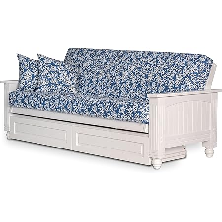 Amazon.com: Brentwood Tray Arm Full Size Wood Futon Frame and Storage ...