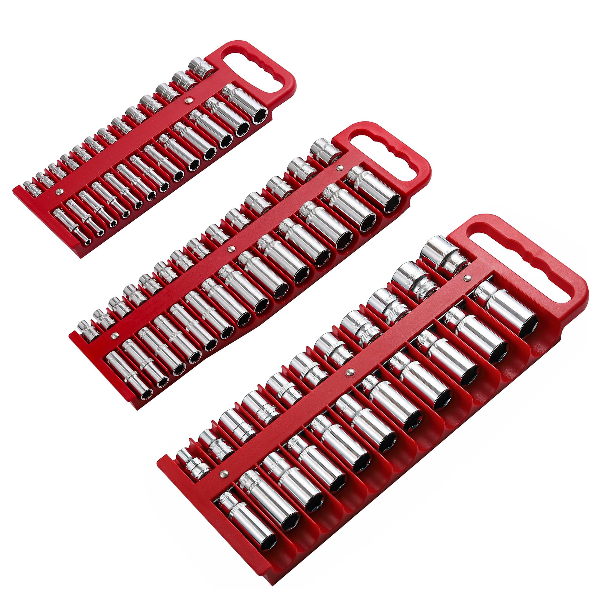 Snapklik.com : Reniteco Magnetic Socket Organizer Set, 3-Piece Red ...