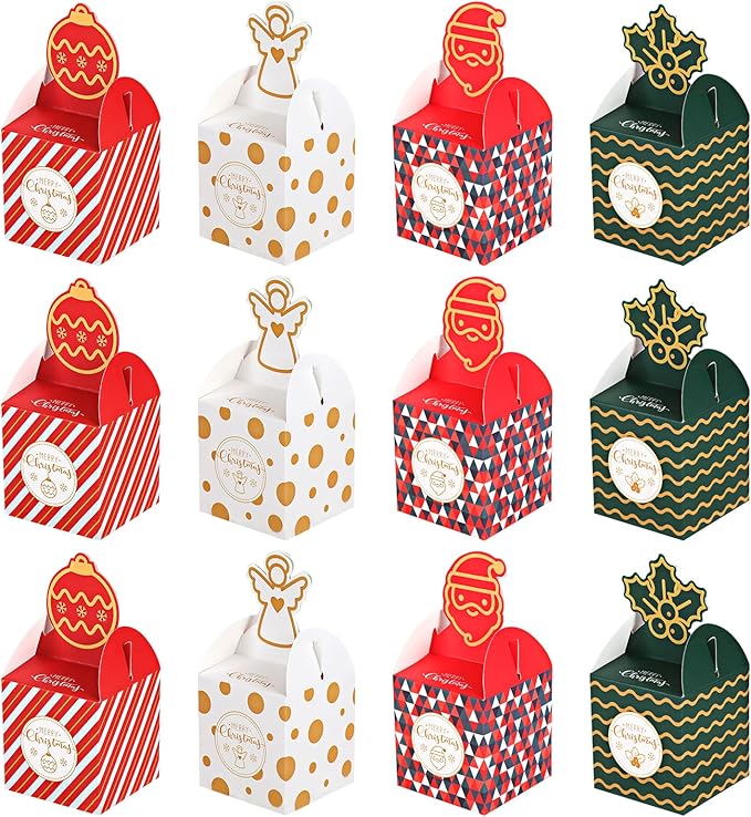Amazon.com: Bekecidi Pack of 12 Christmas Party Gift Boxes Christmas ...