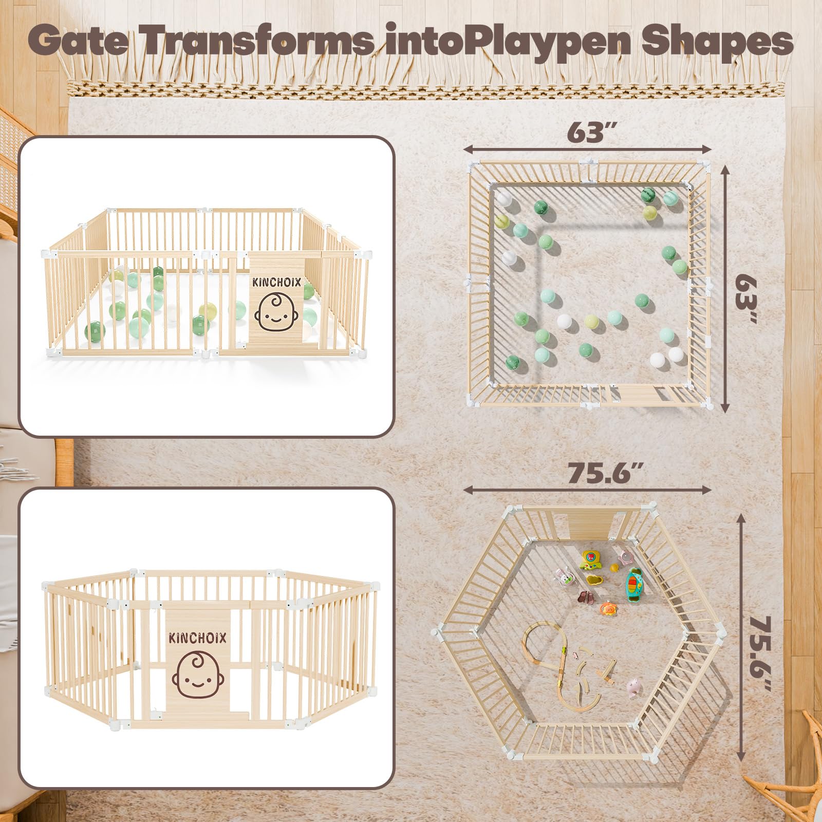 Snapklik.com : Baby Playpen For Toddler And Babies Foldable Wooden Baby ...