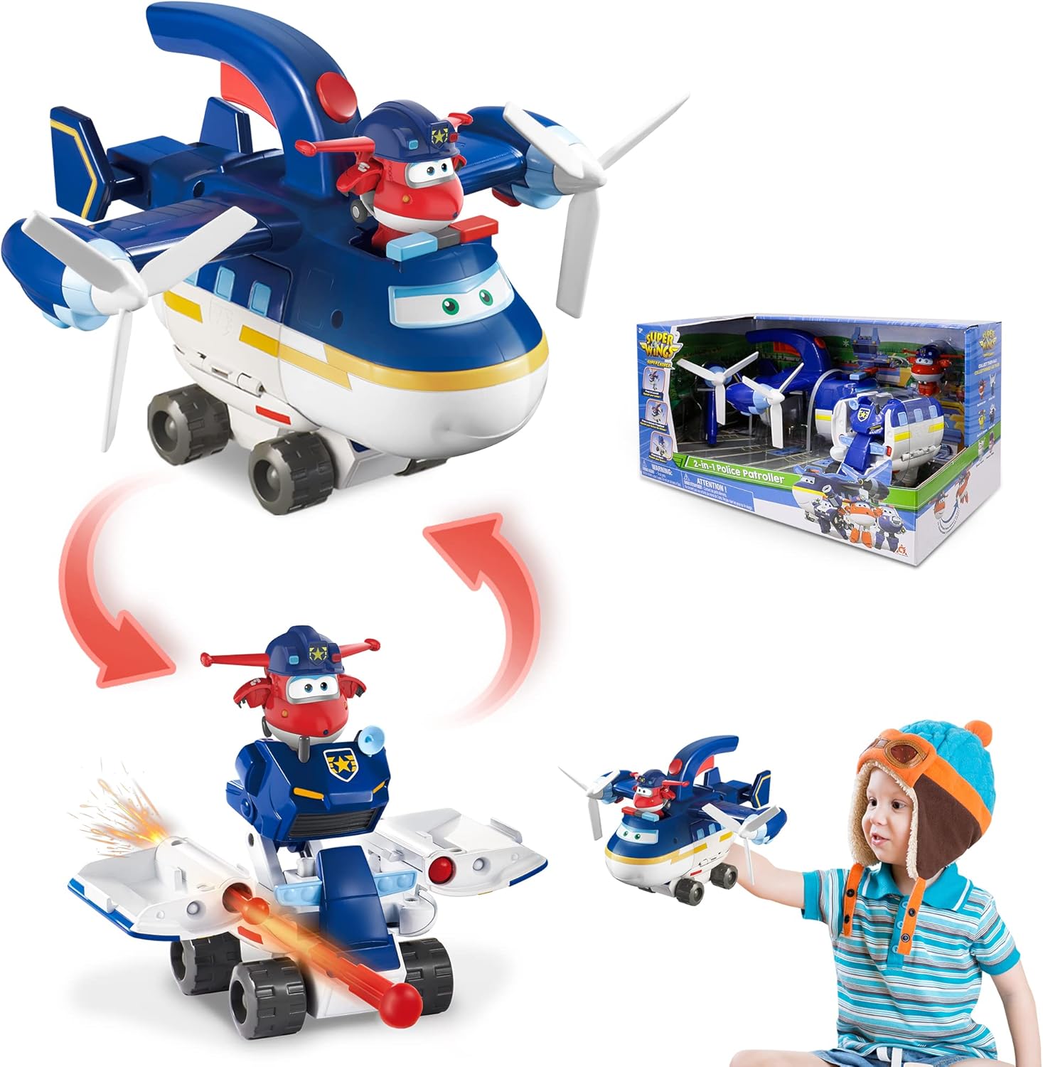 Amazon.com: Super Wings Toy Airplane, Patrol Car, 2" Tall Jett Action ...