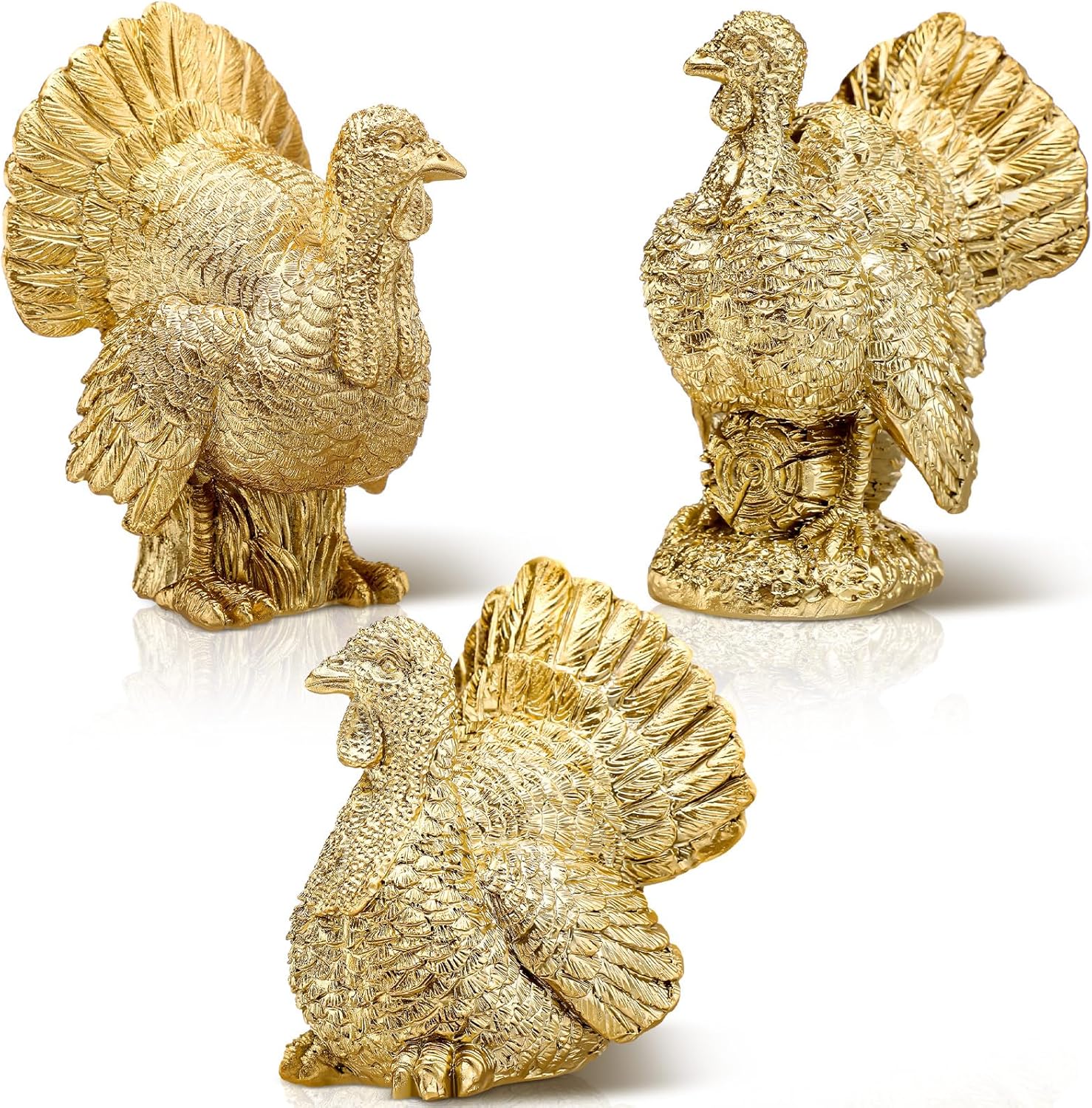 Amazon.com: VioraWhite 3 Pack Resin Turkeys for Thanksgiving Crafts ...