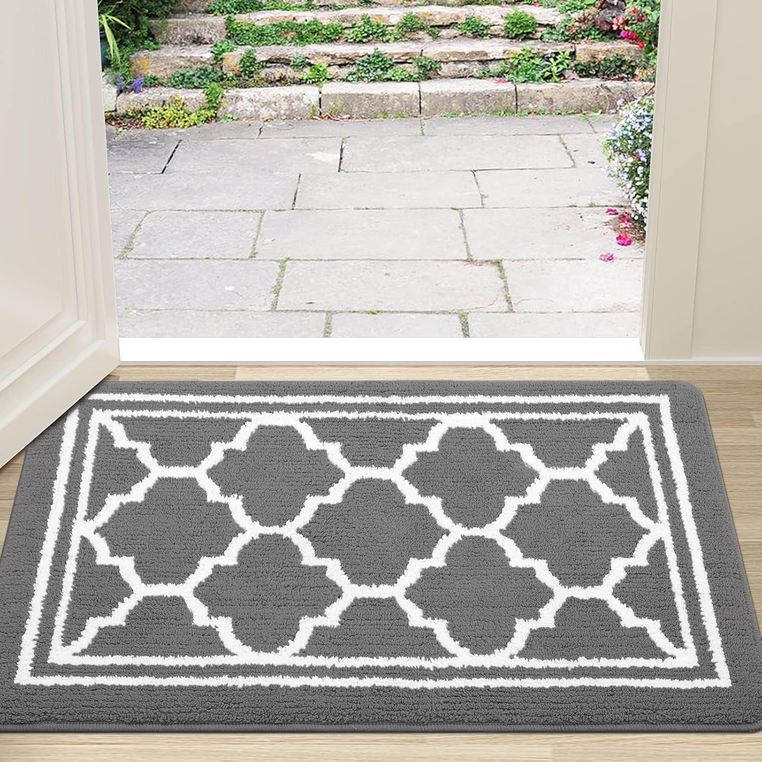 Homaxy Washable Door Mats Indoor, Absorbent Bath Mat Non-Slip Low ...