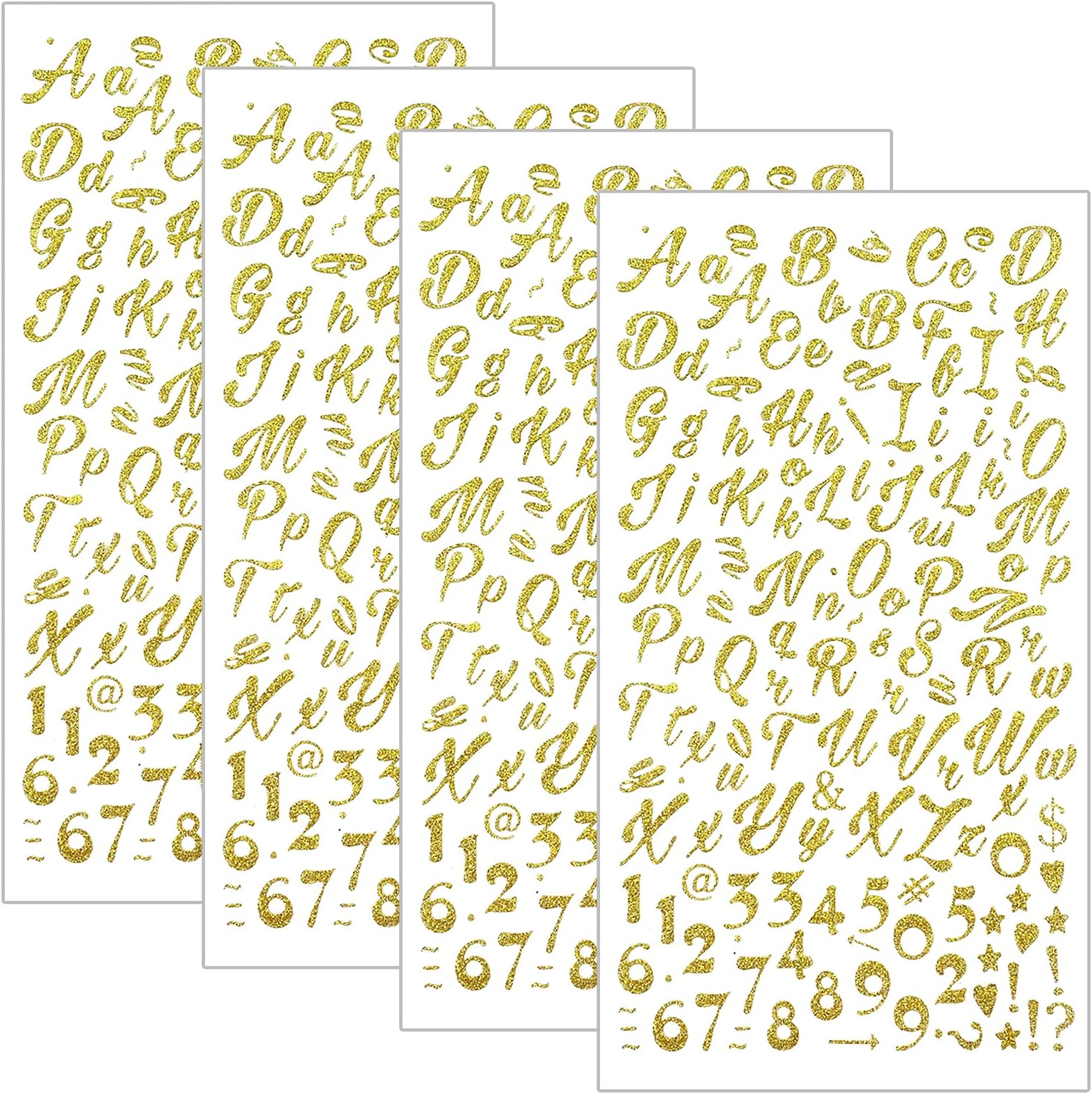 Amazon.com: 540pcs Gold Letter Stickers, Glitter Cursive Alphabet ...