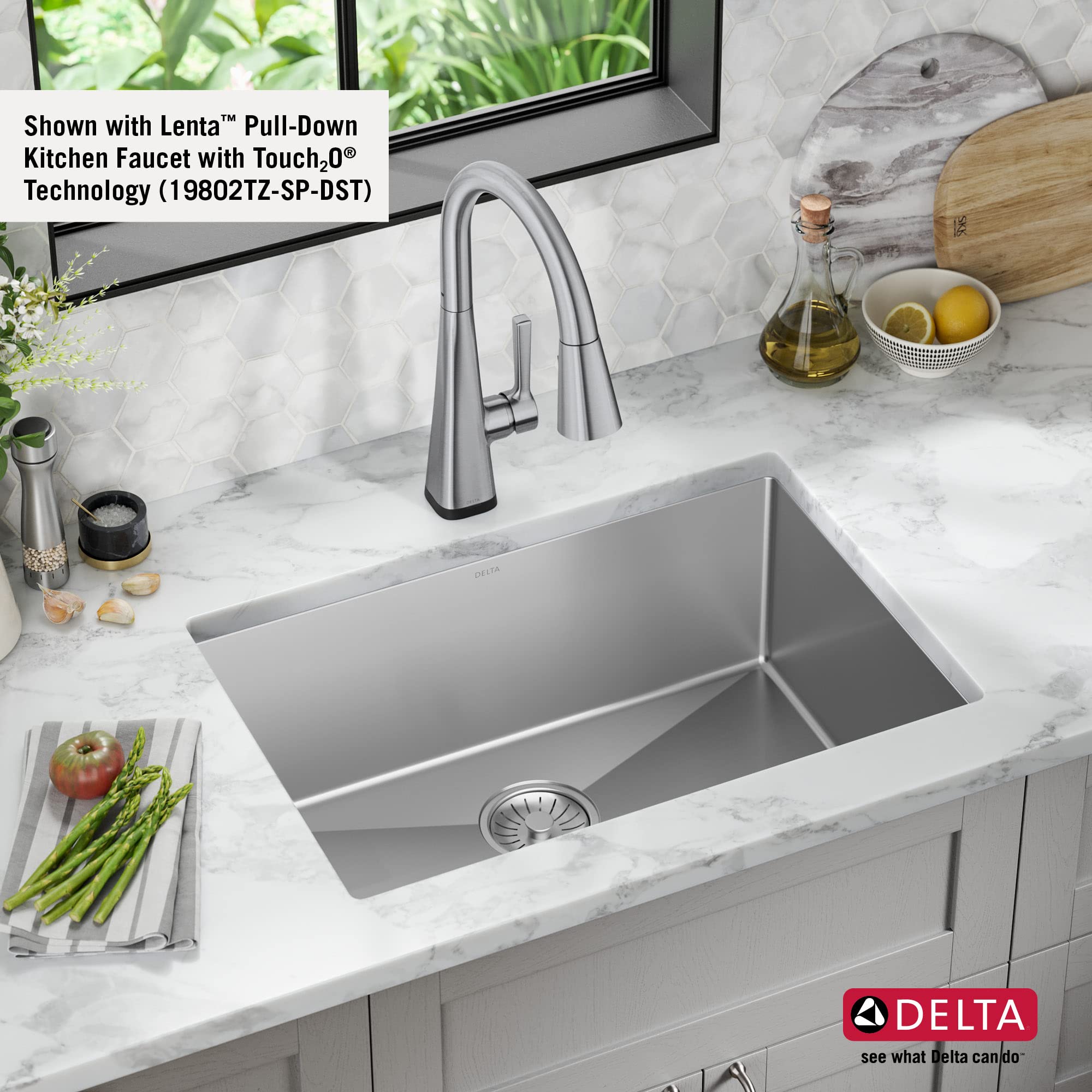Snapklik.com : DELTA FAUCET Delta Lenta 26-inch Undermount 16 Gauge ...