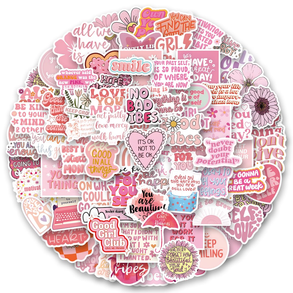 Amazon.com: Bonitzdm 120PCS Pink Motivational Aesthetic Stickers ...