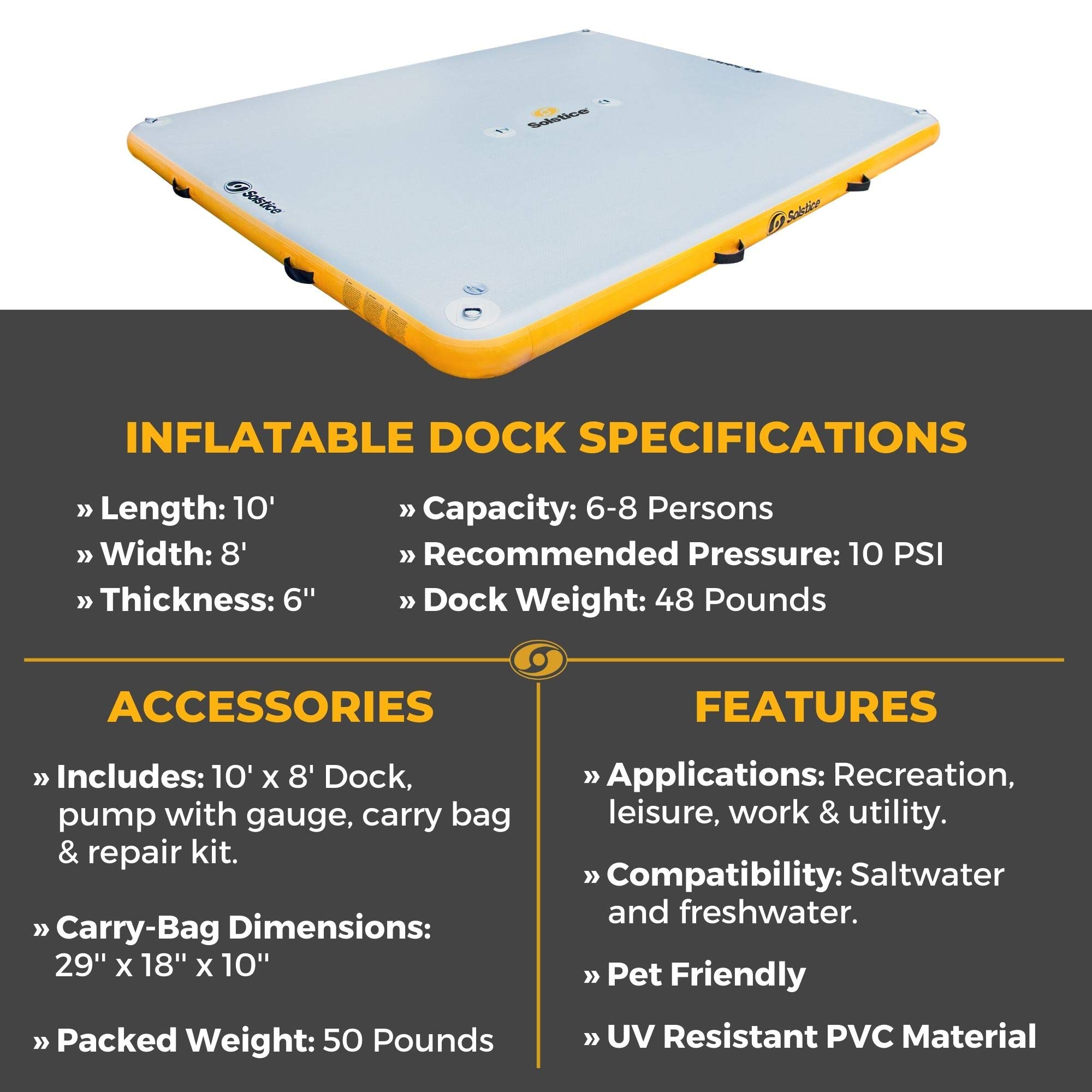 Snapklik.com : SOLSTICE ORIGINAL Floating Inflatable Dock Platform 10 X ...