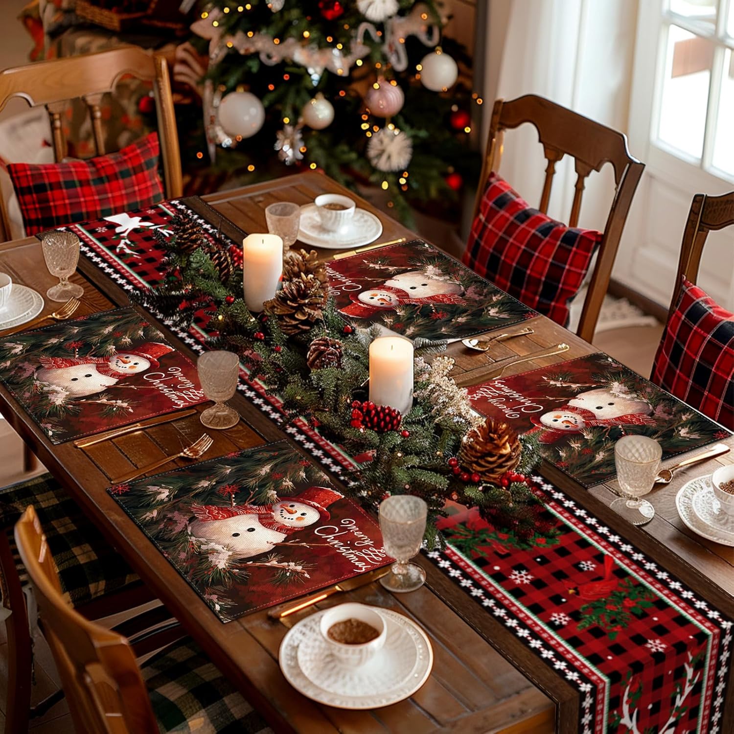 Amazon.com: Christmas Placemats,Christmas Table Runners Set of 5,Red ...