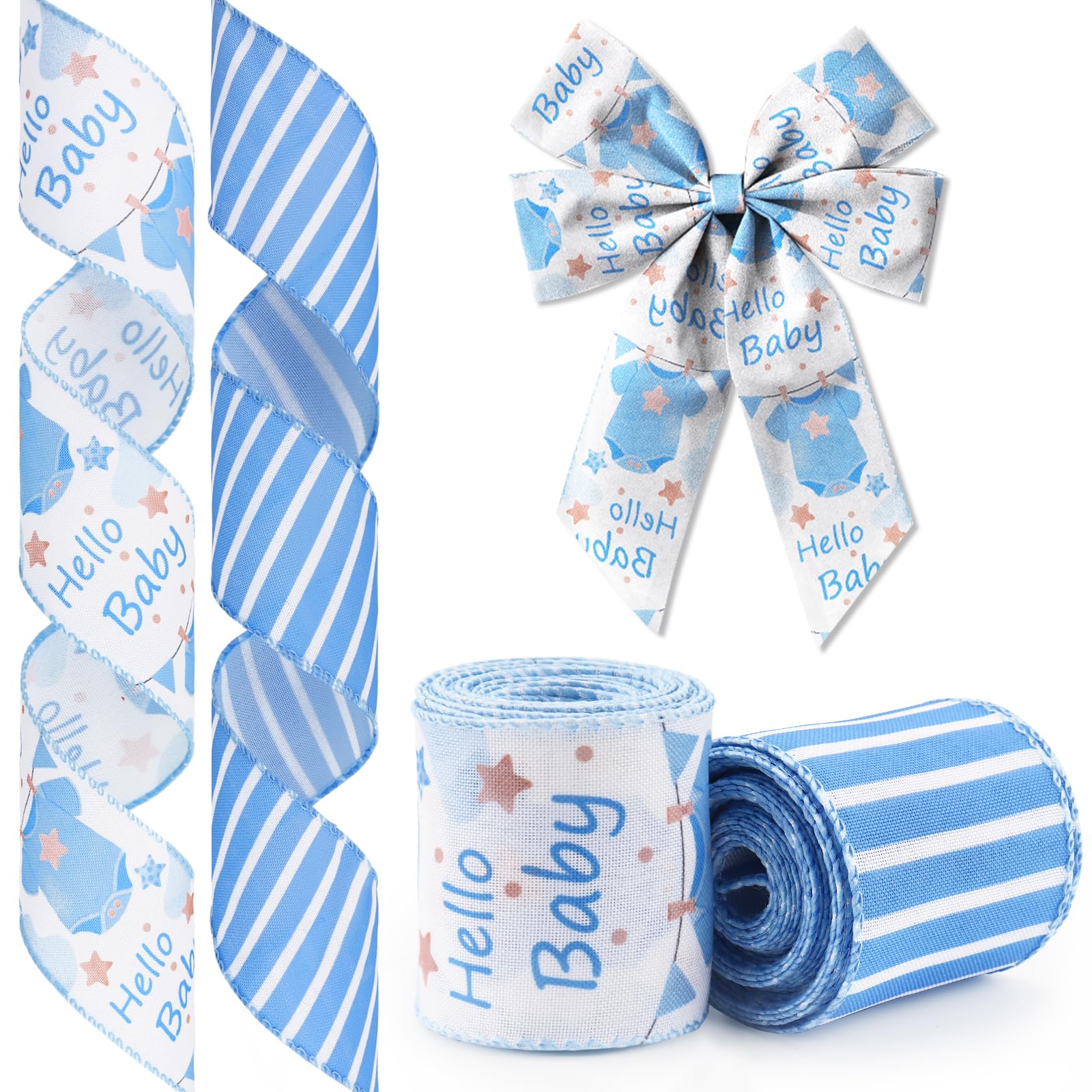 Amazon.com: Glodecart 2 Rolls Baby Boy Ribbon for Diaper Cake Wrapping ...