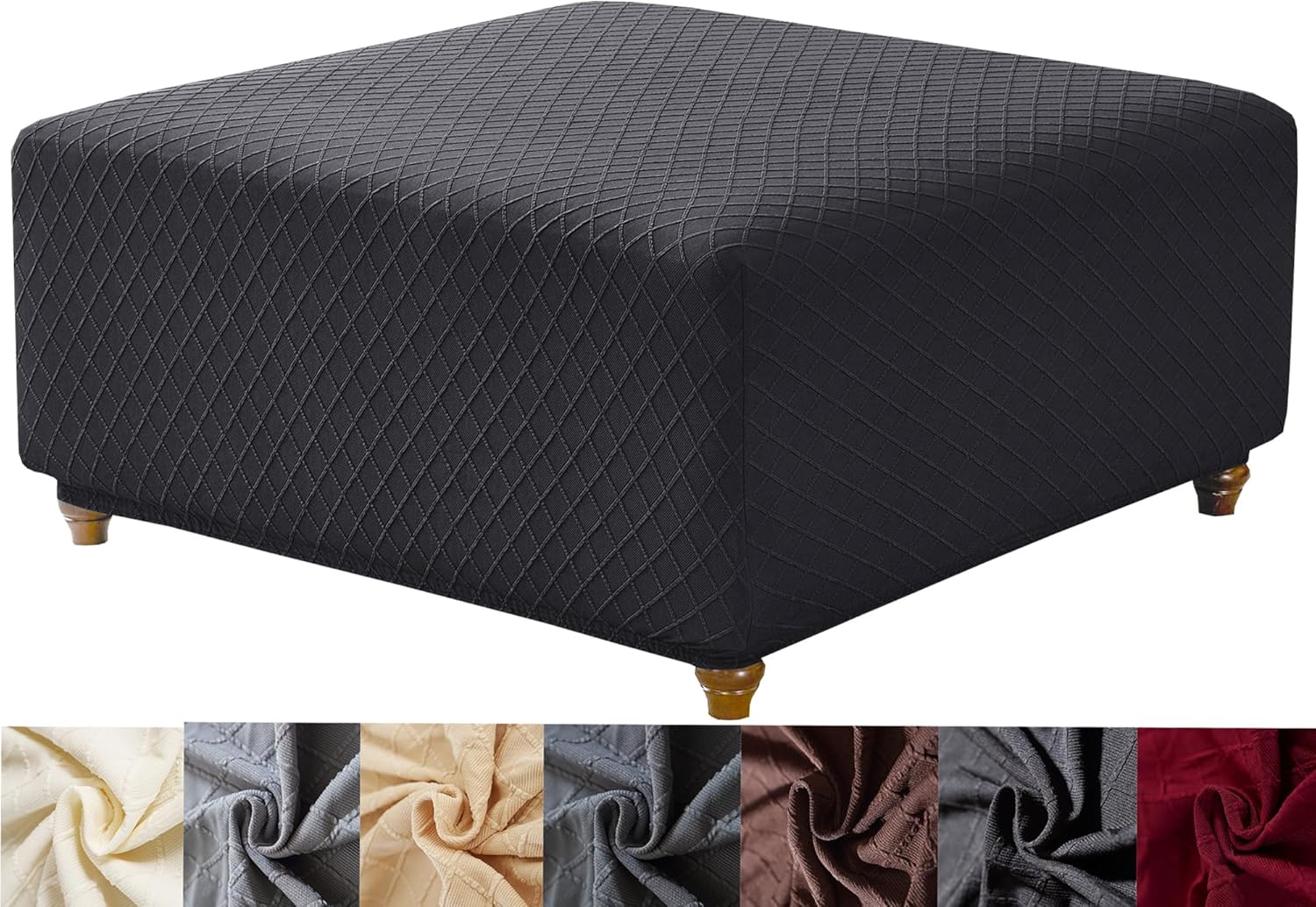 Amazon.com: HFCNMY Ottoman Cover,Stretch Ottoman Cover Square,Knitted ...