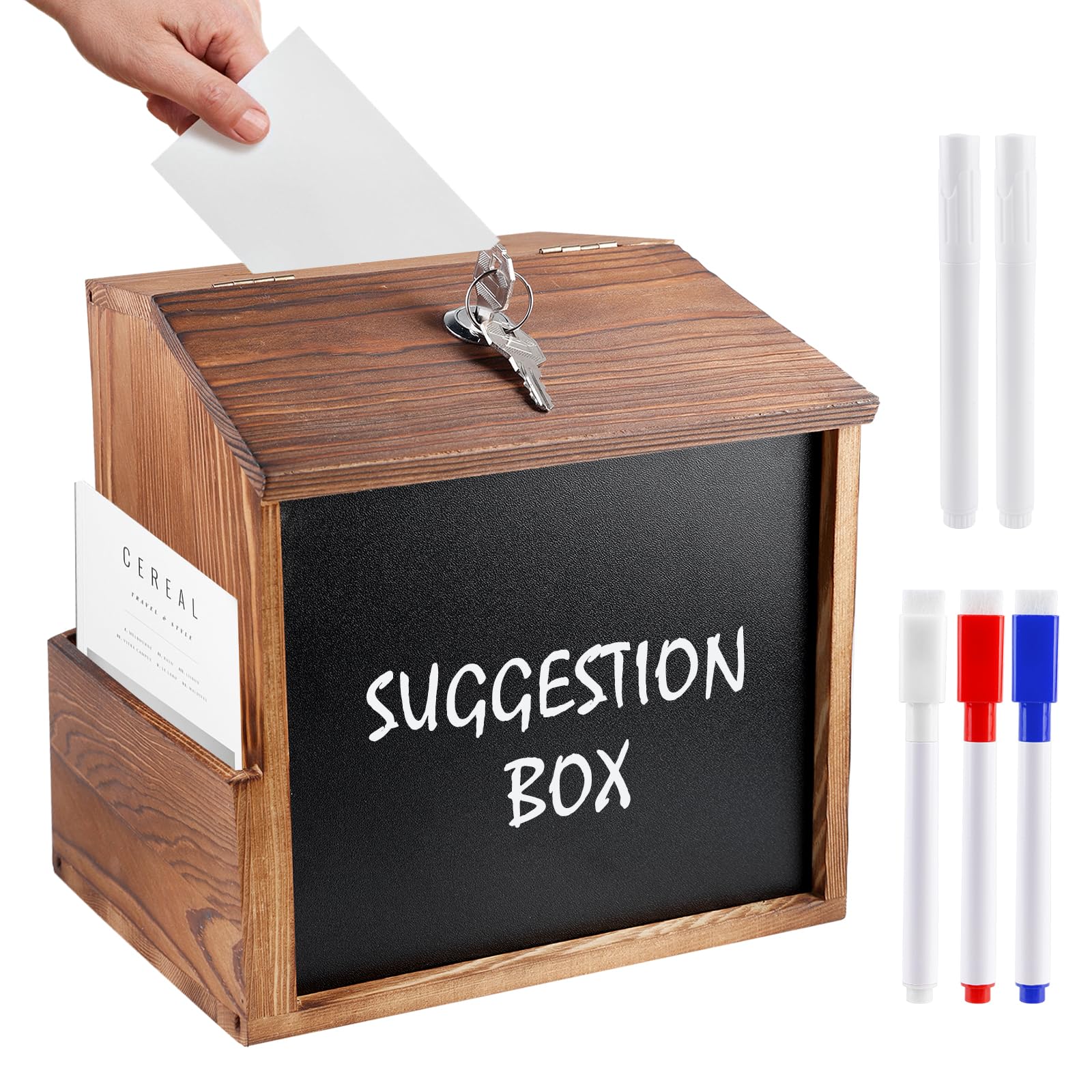Spendenbox Mit Schloss, Vorschlagsbox Aus Kieferholz Mit 2 Kreide Und 2 ...