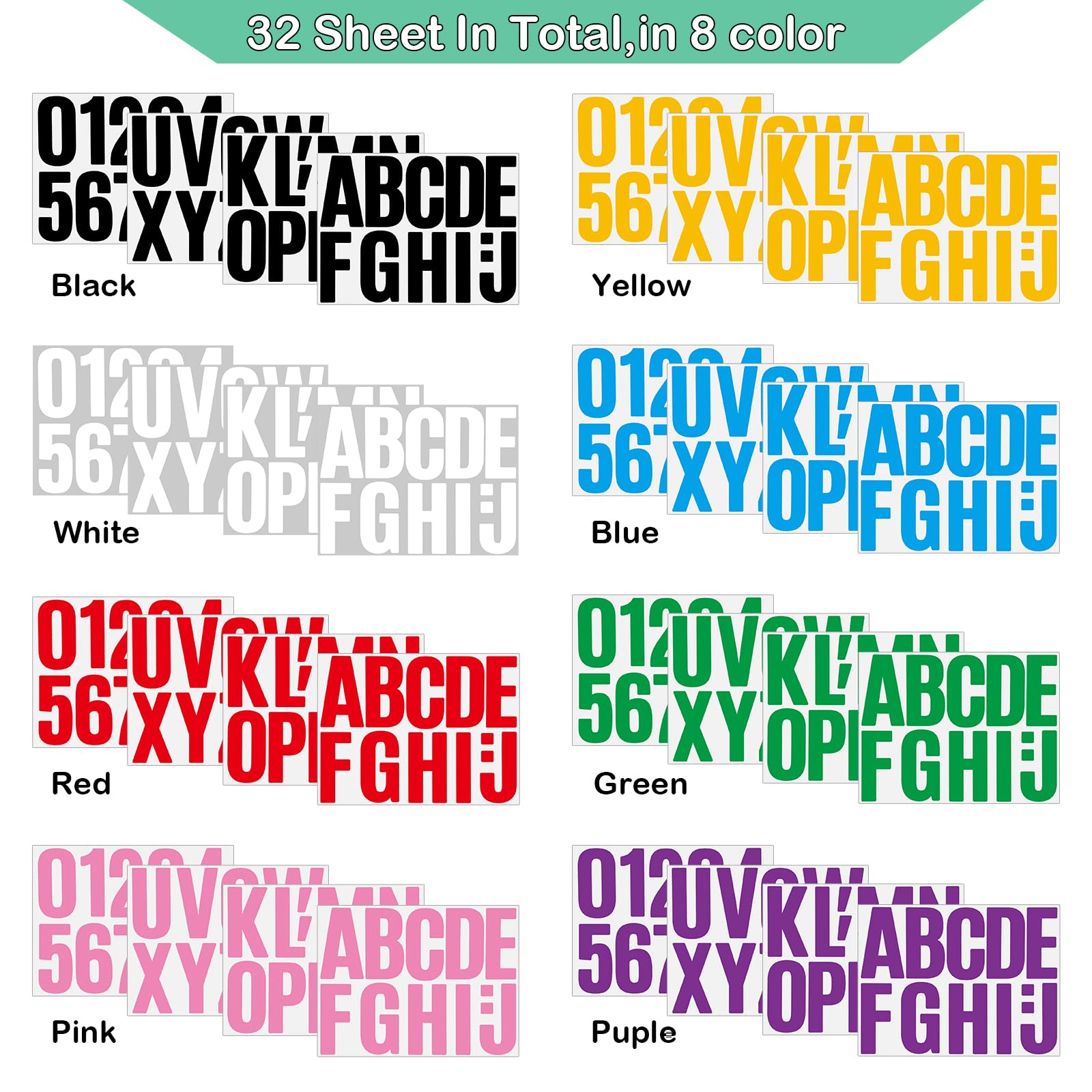 Snapklik.com : Qilery 32 Sheets 4 Inch Letter And Number Stickers Self ...