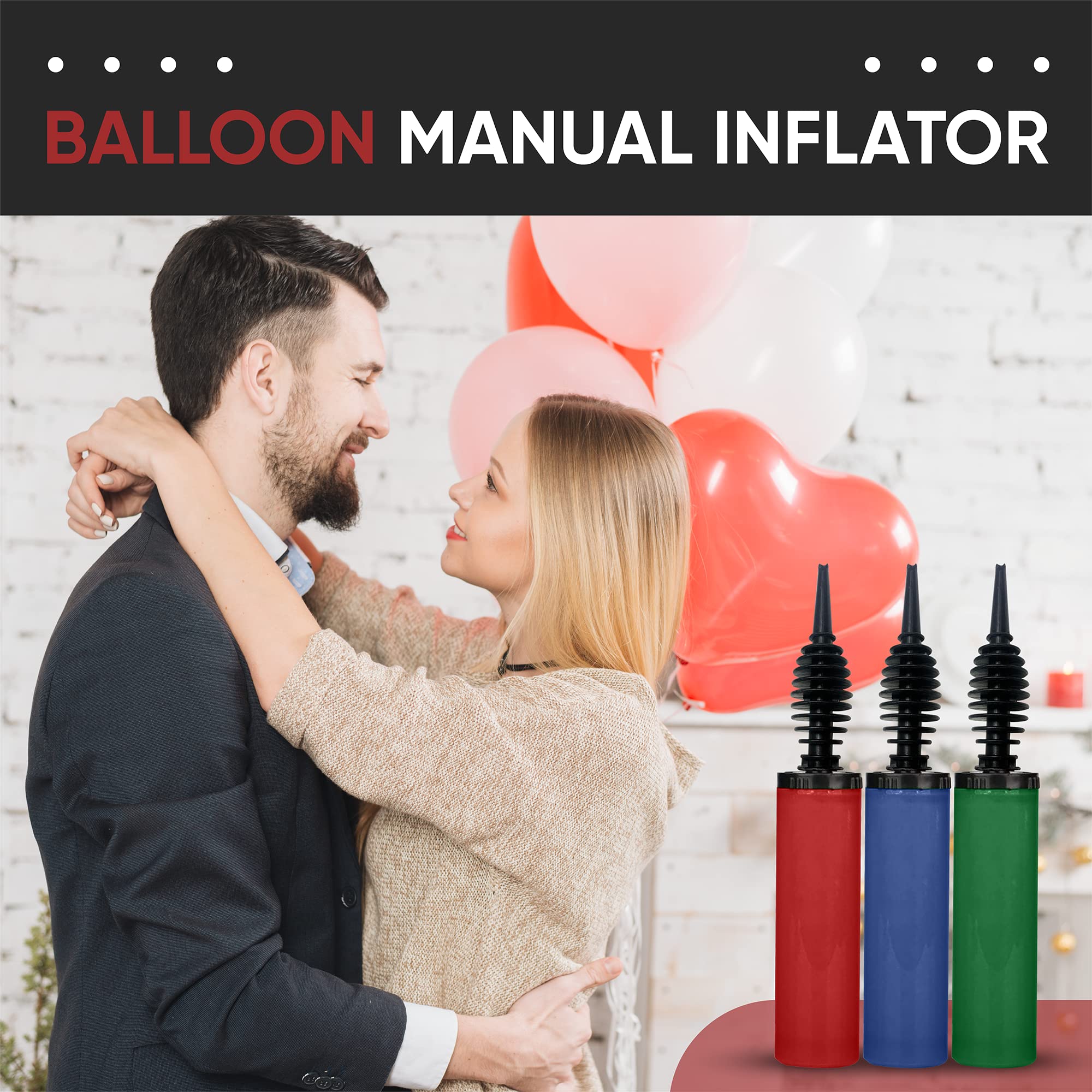 sheikhuu 3-Pack Balloon Pump, Manual Hand Pump, Inflator for Balloons ...