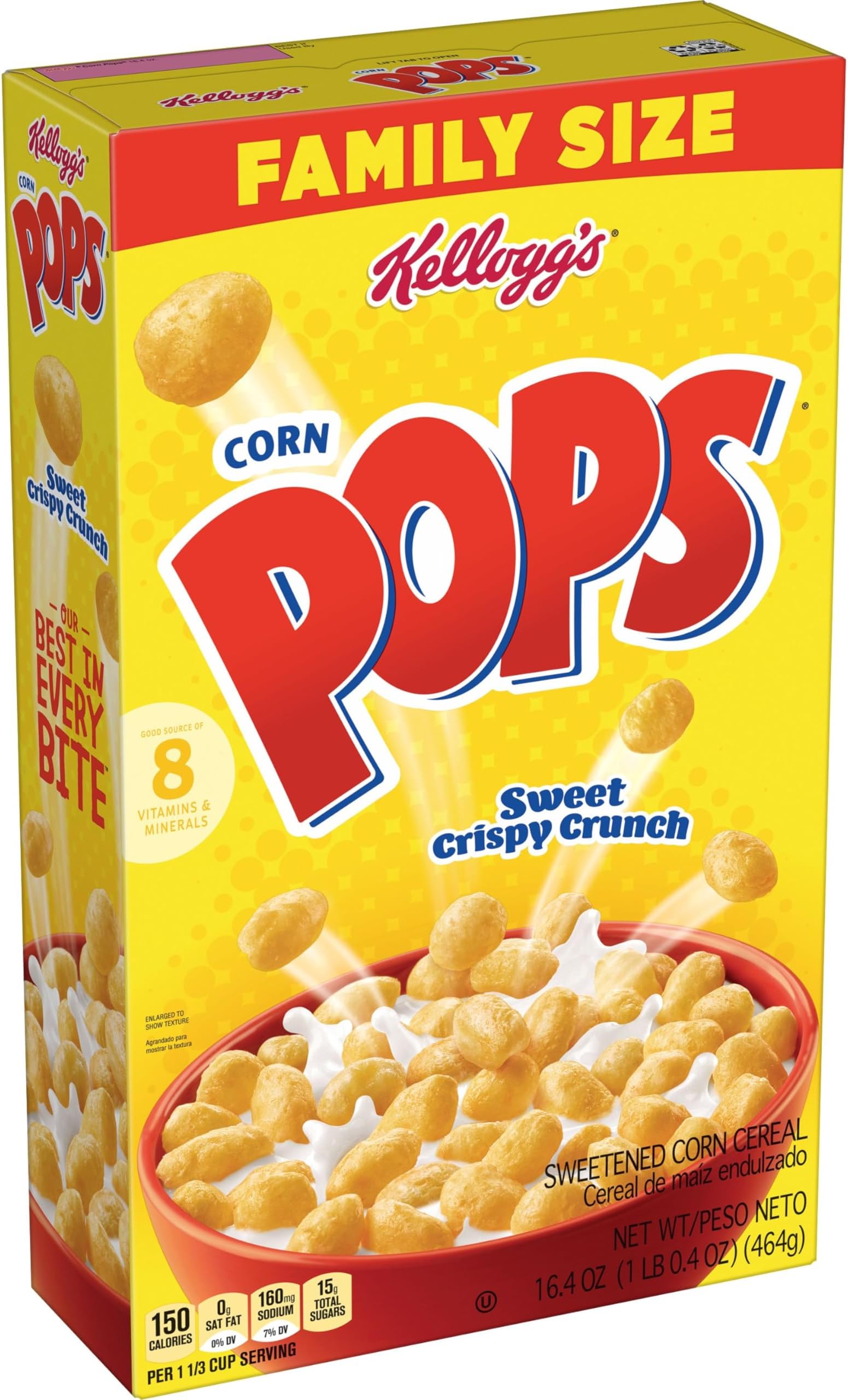 Amazon.com: Kellogg's Corn Pops Breakfast Cereal, Kids Cereal, Family ...
