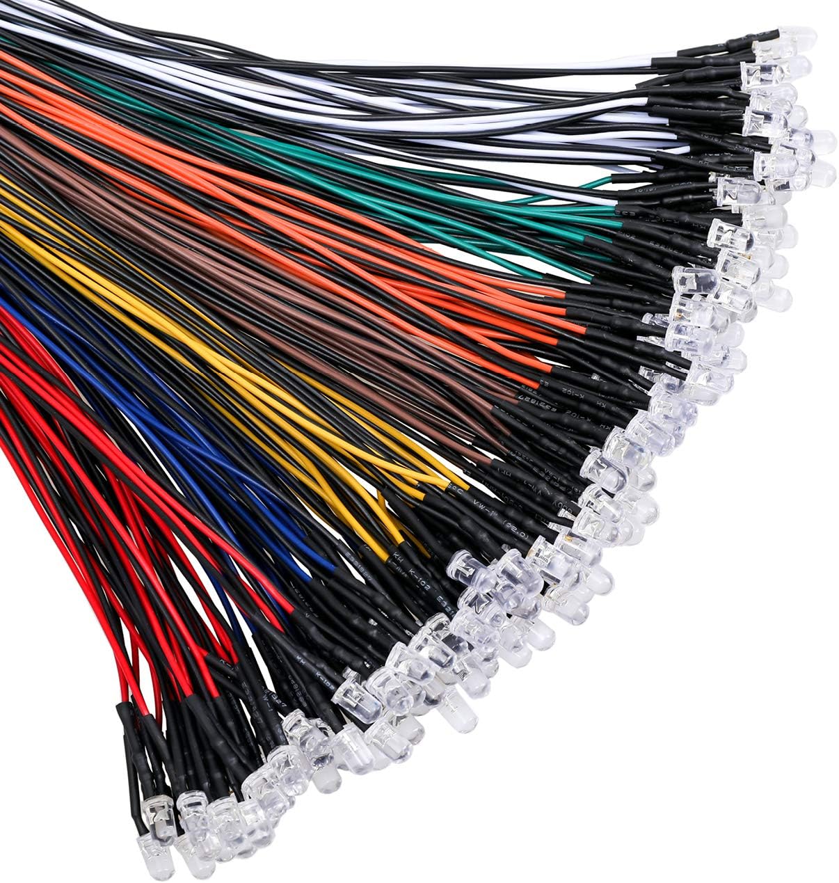 Amazon.com: 100pcs 5 Colors DC 12V LED Lights Emitting Diodes Pre Wired ...