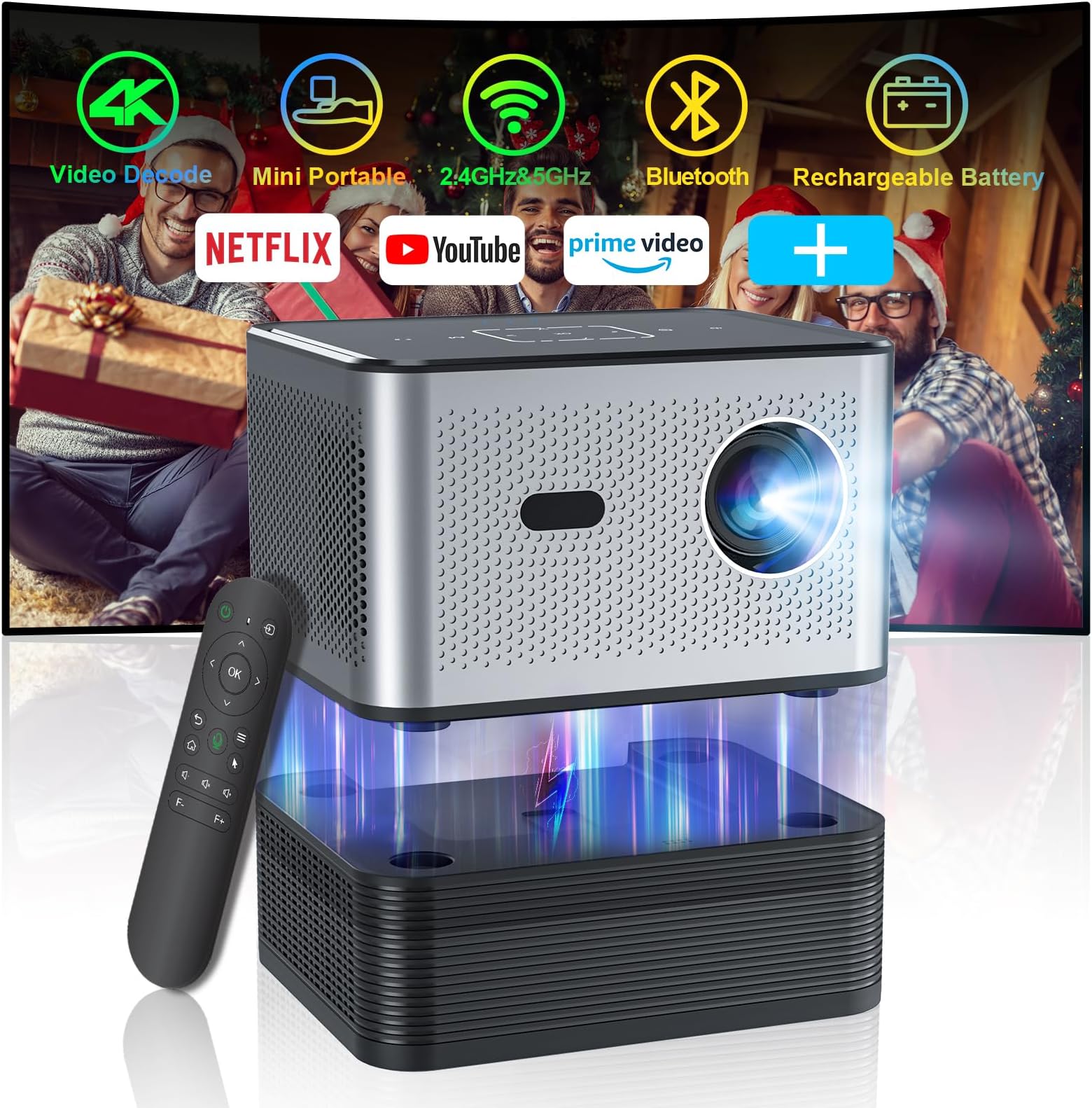 Amazon.com : [Built-in Battery] Mini Projector with Wifi and Bluetooth ...