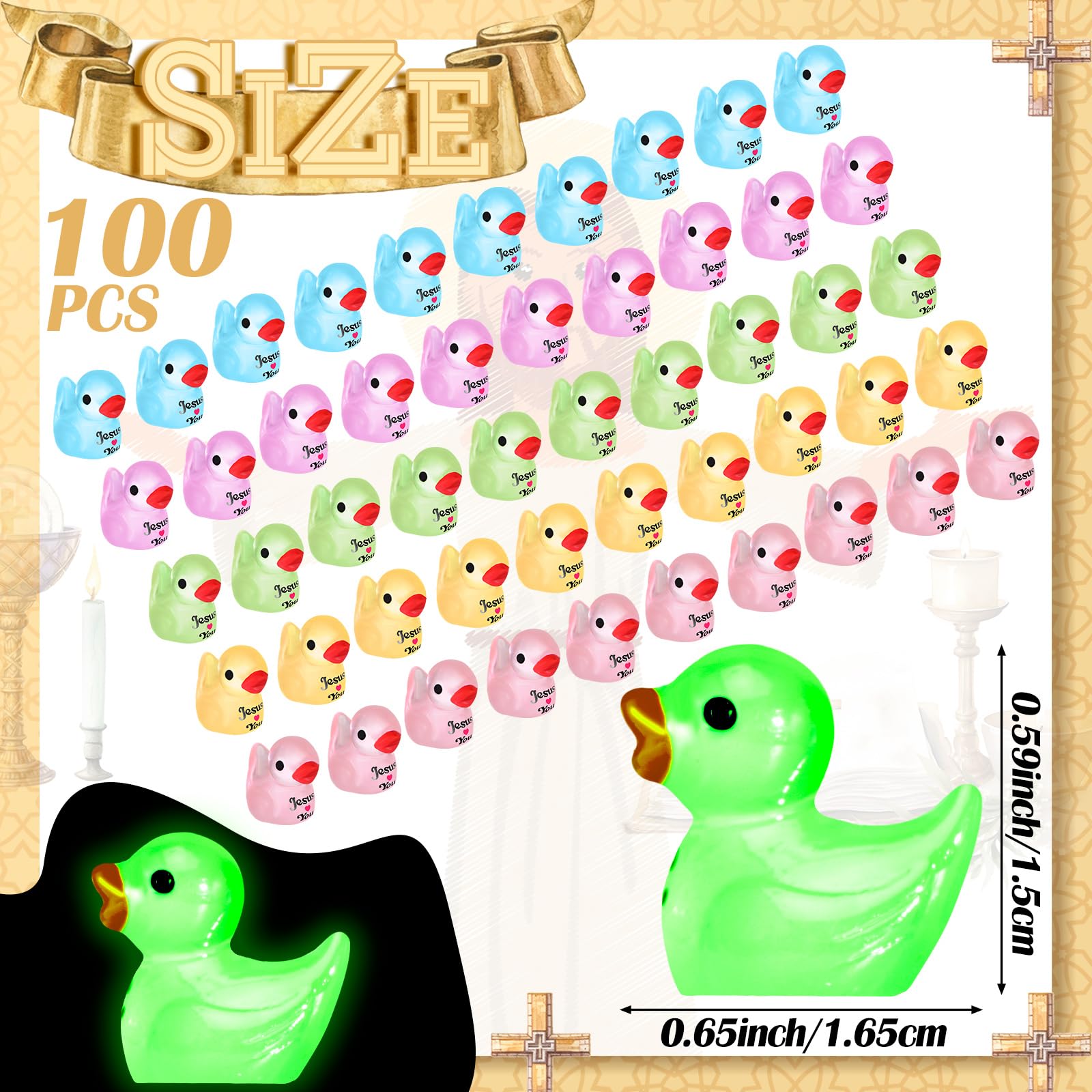 Snapklik.com : 100 Pcs Mini Luminous Jesus Resin Ducks Little Figures ...