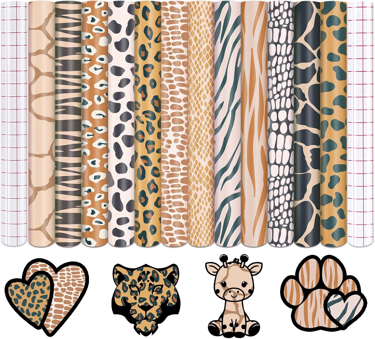 Amazon.com: Tintnut Animal Print Pattern Permanent Vinyl - 12Sheets 12 ...