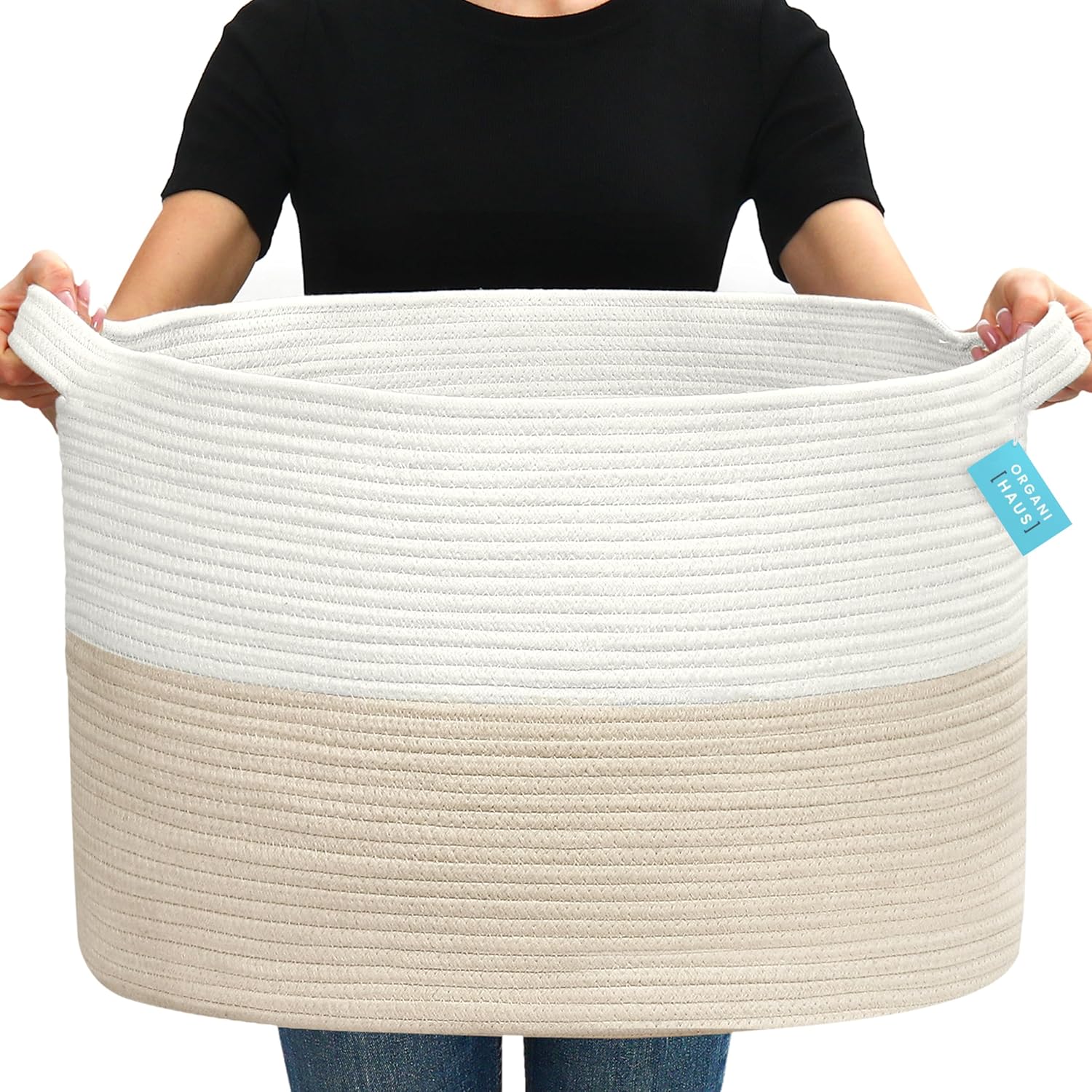 Amazon.com: OrganiHaus XXX Large Cotton Rope Basket for Blankets Living ...