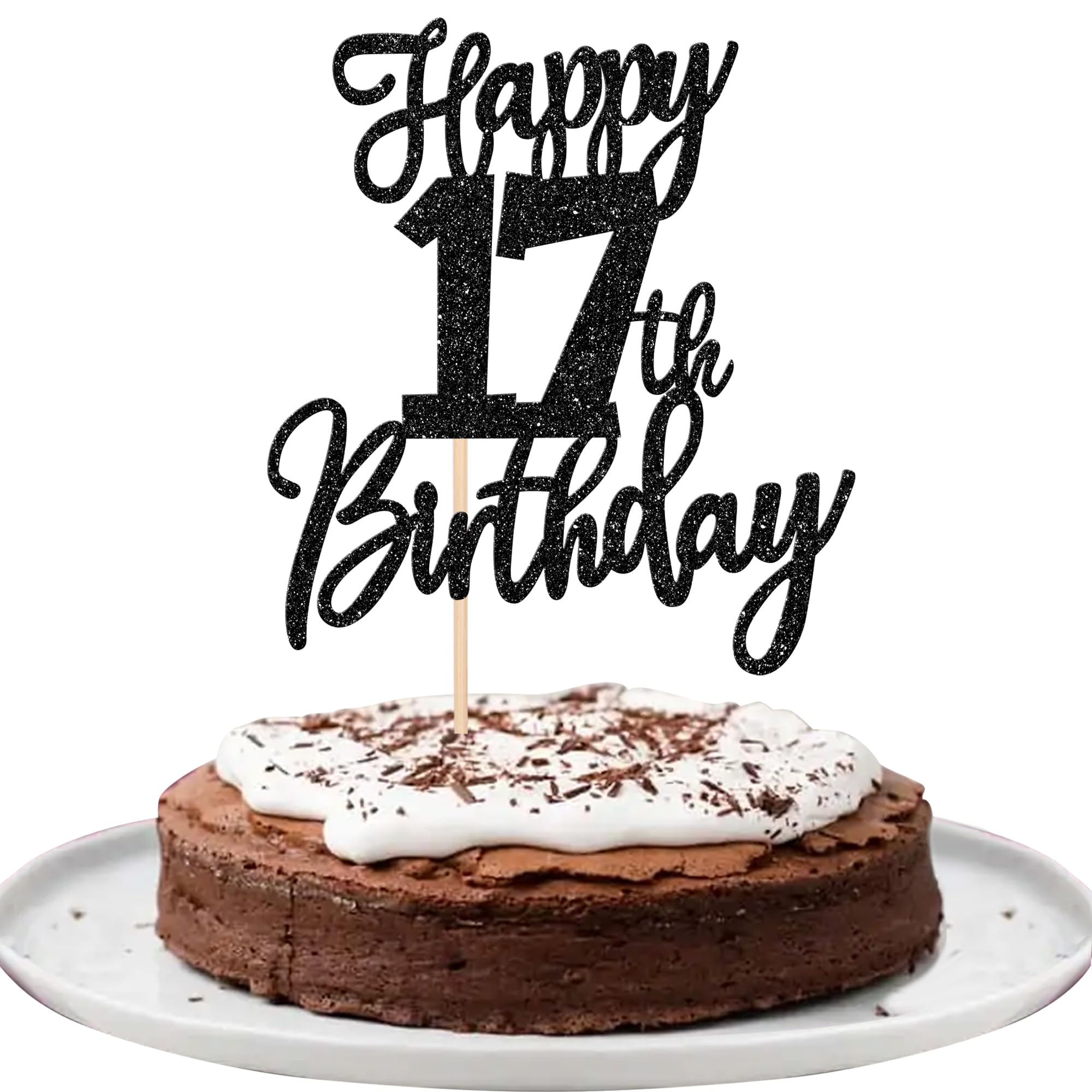 Amazon.com: 1 PCS Happy 17th Birthday Cake Topper Glitter Cheers to 17 ...