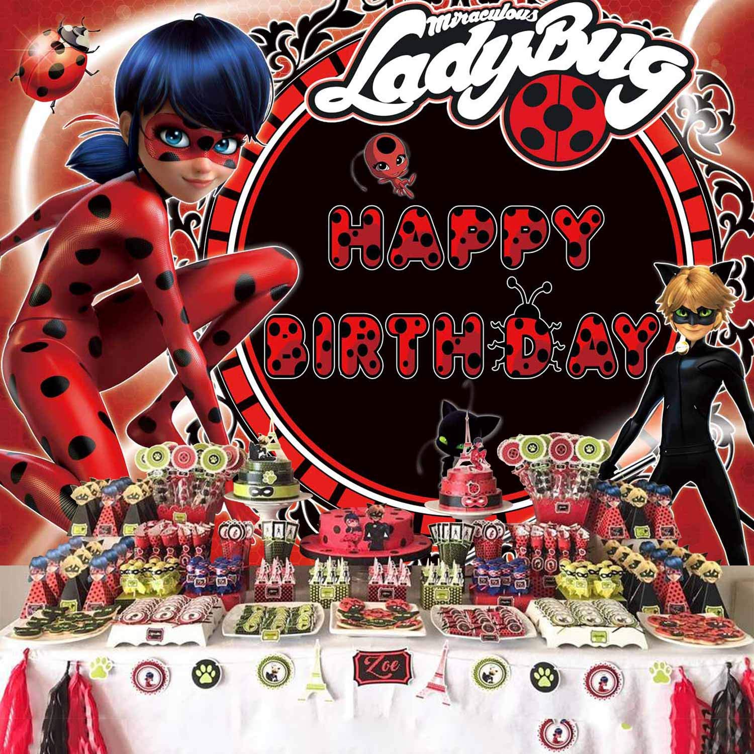 Buy Vodche Ladybug Backdrop For Girl Birthday Party Supplies Decorations Photography buy-vodche-ladybug-backdrop-for-girl-birthday-party-supplies-decorations-photography