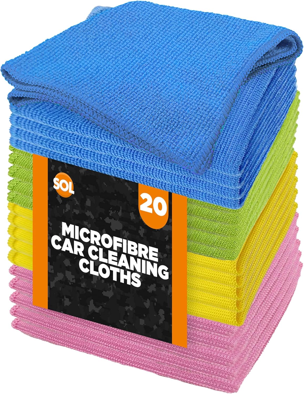 20pk Microfibre Car Cleaning Cloths | 28cm x 28cm Microfibre Cloths Car ...