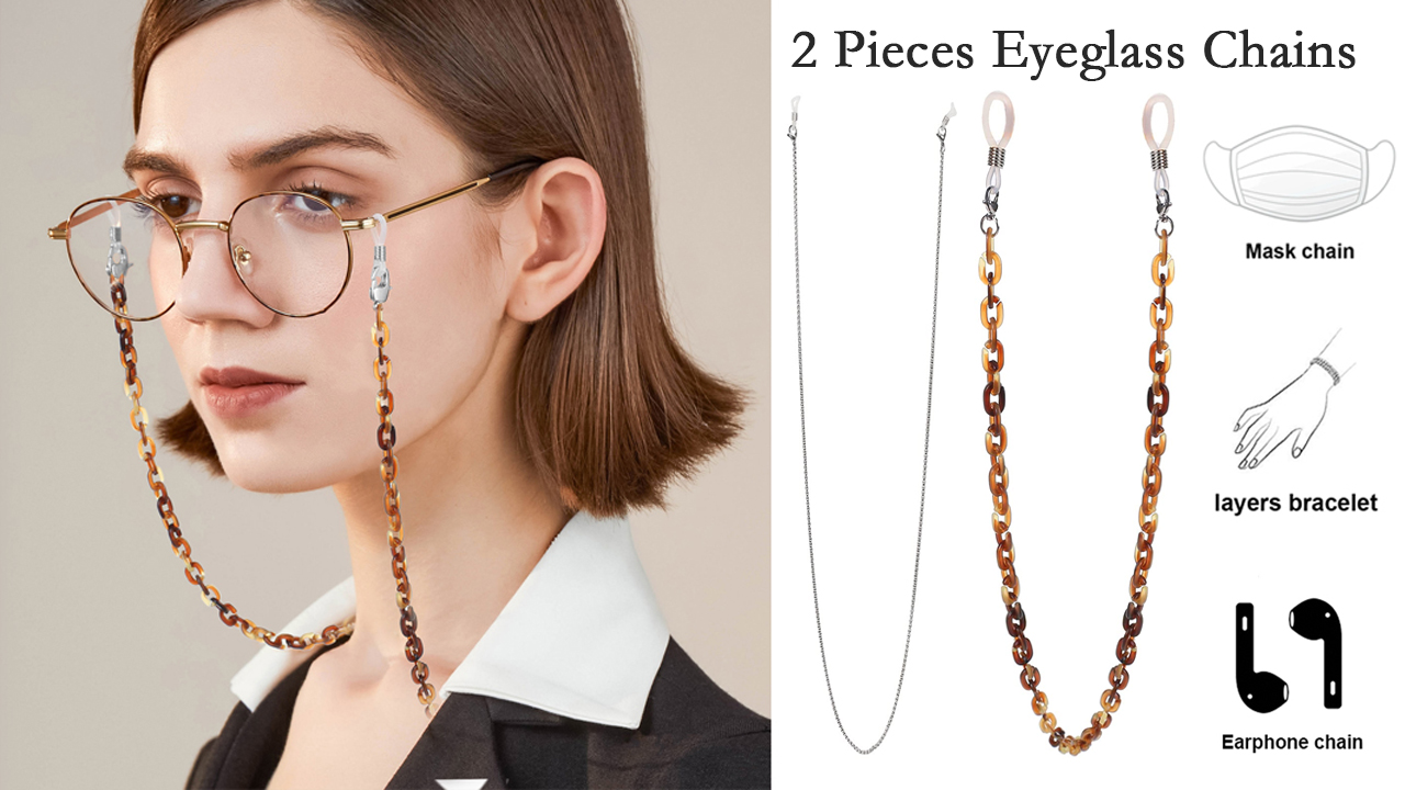 Watch 2 Pieces Eyeglass Chains Acrylic Stainless Steel Strap on Amazon Live