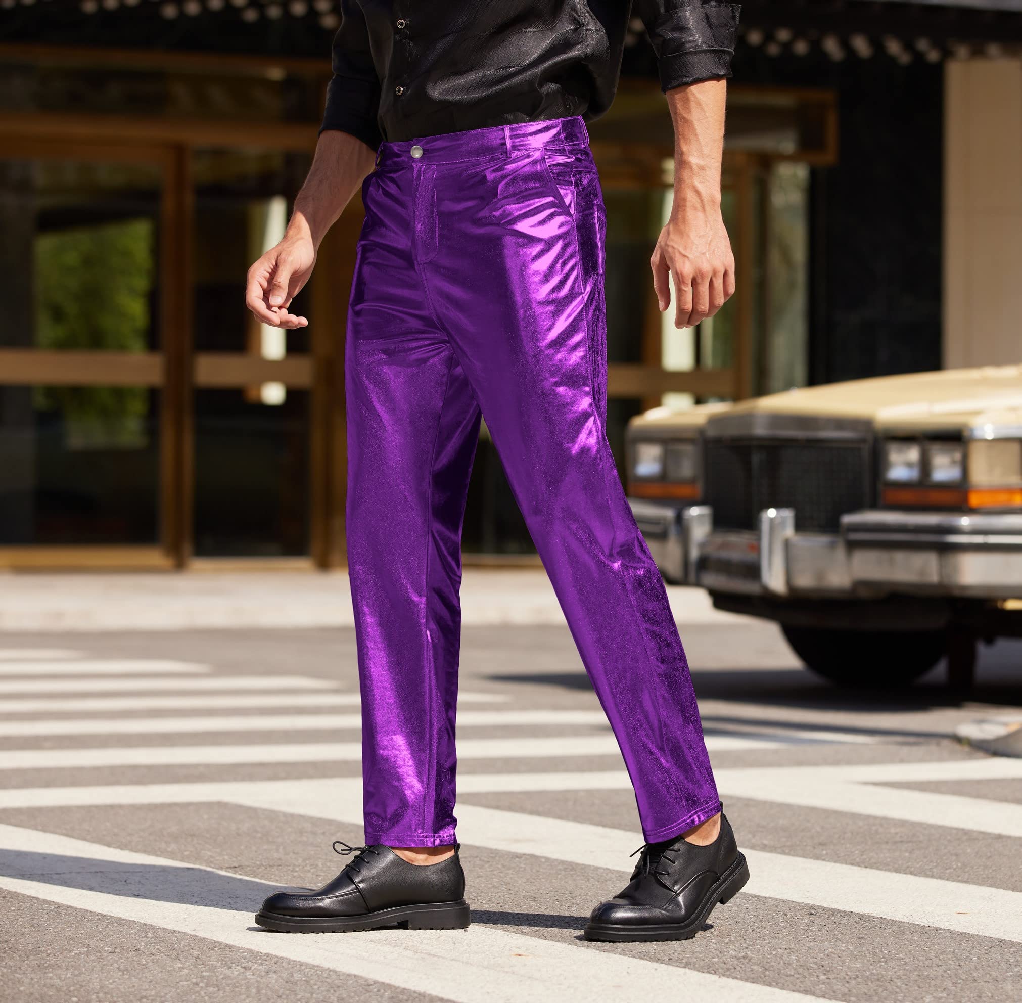 Snapklik.com : Mens Metallic Shiny Pants Disco Pants 70s Party Dance ...