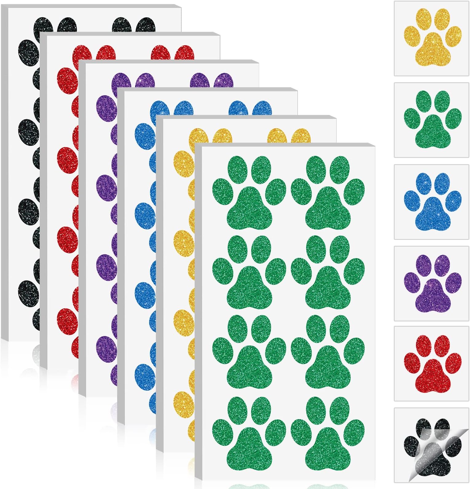 Amazon.com : 20 Sheets 240 Pcs Dog Paw Glitter Tattoo Sticker Temporary ...