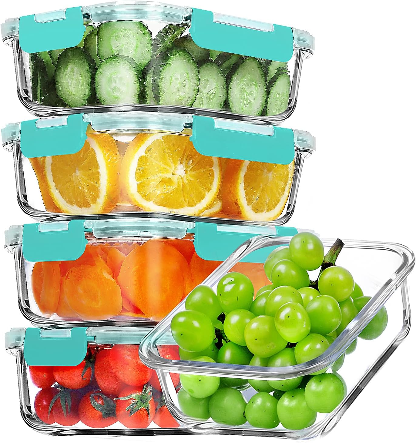 Amazon.com: 8 PCS Glass Meal Prep Containers with Lids, Airtight 3 Cup ...