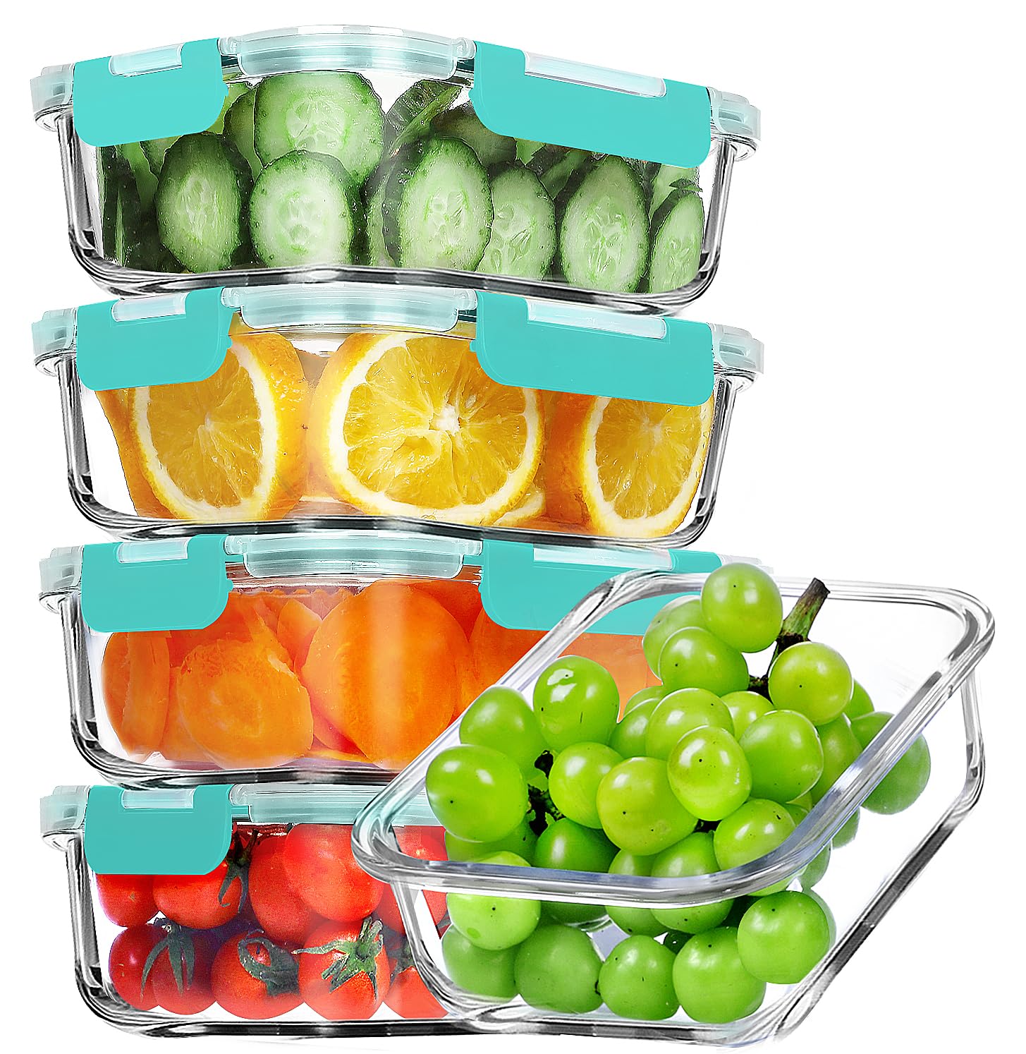 Snapklik.com : VERONES 5 Pack 36 OZ Glass Meal Prep Containers ...