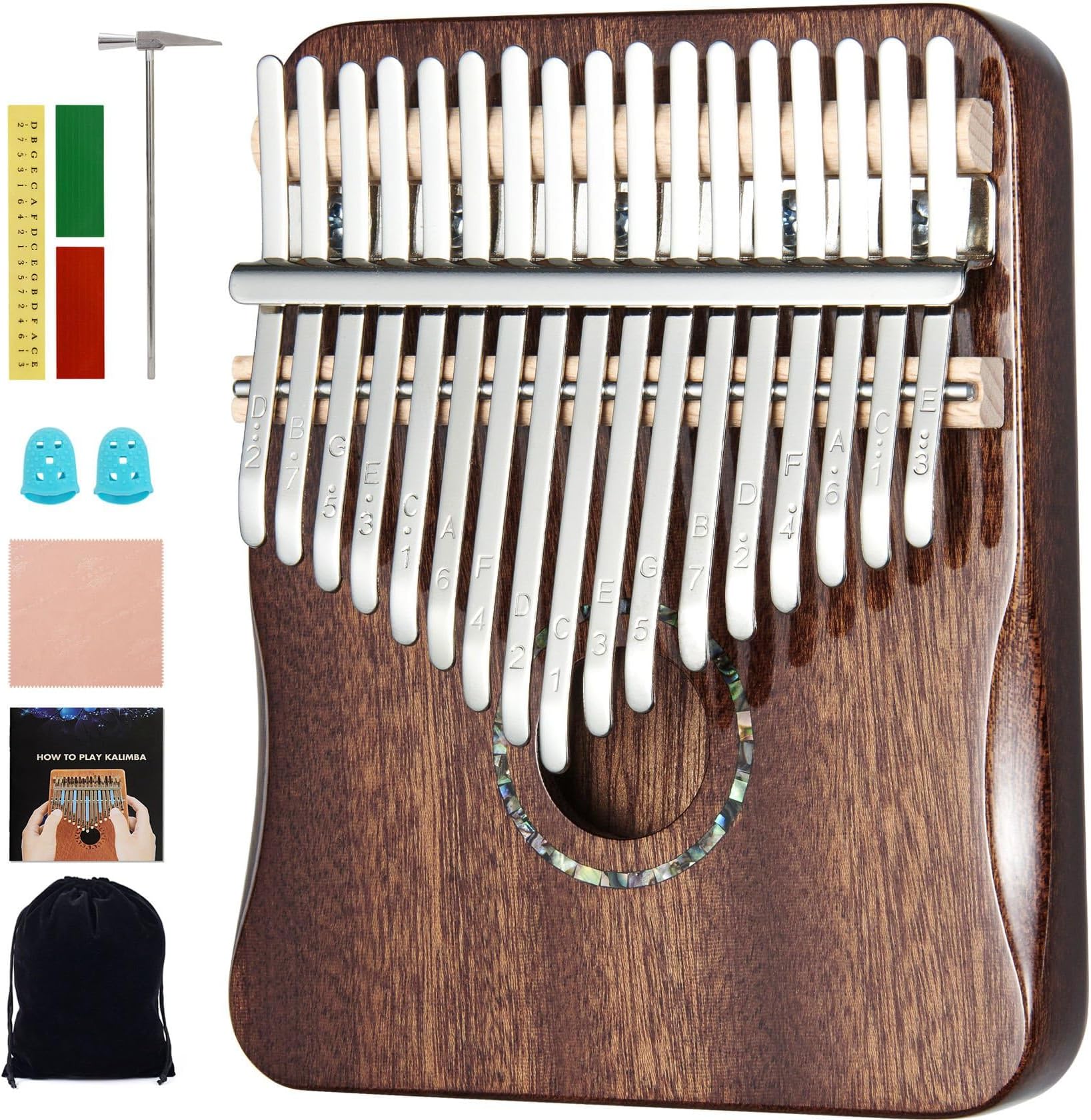 Amazon.com: Kalimba Thumb Piano 17 Keys Finger piano (Blue) : Musical ...